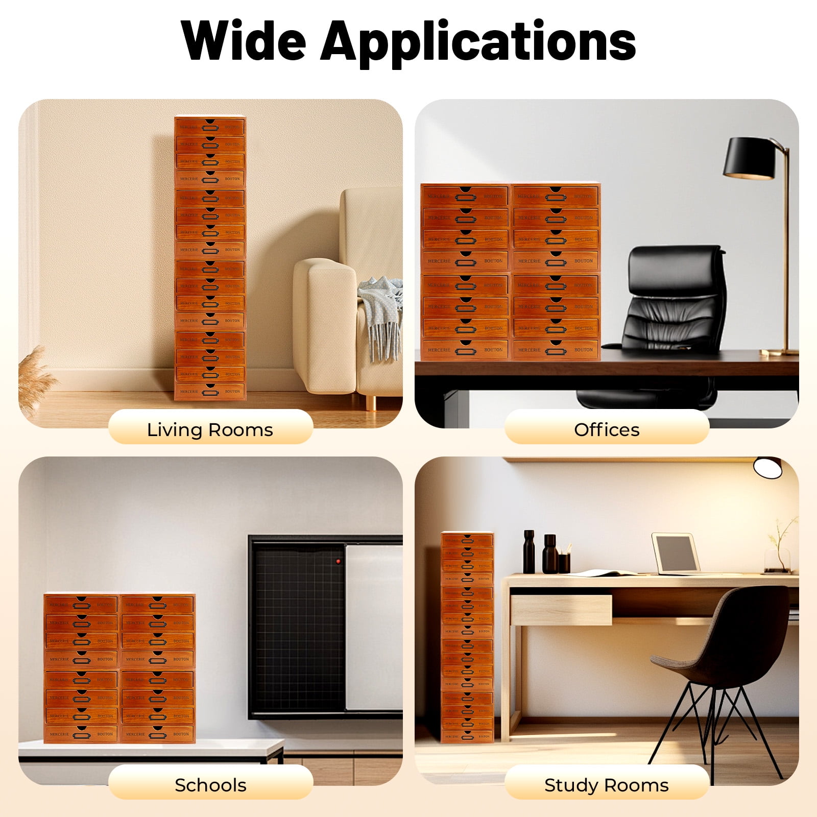 4 PCS Drawer Organizer, Wooden Desktop Organizer, Wooden Storage Box ...