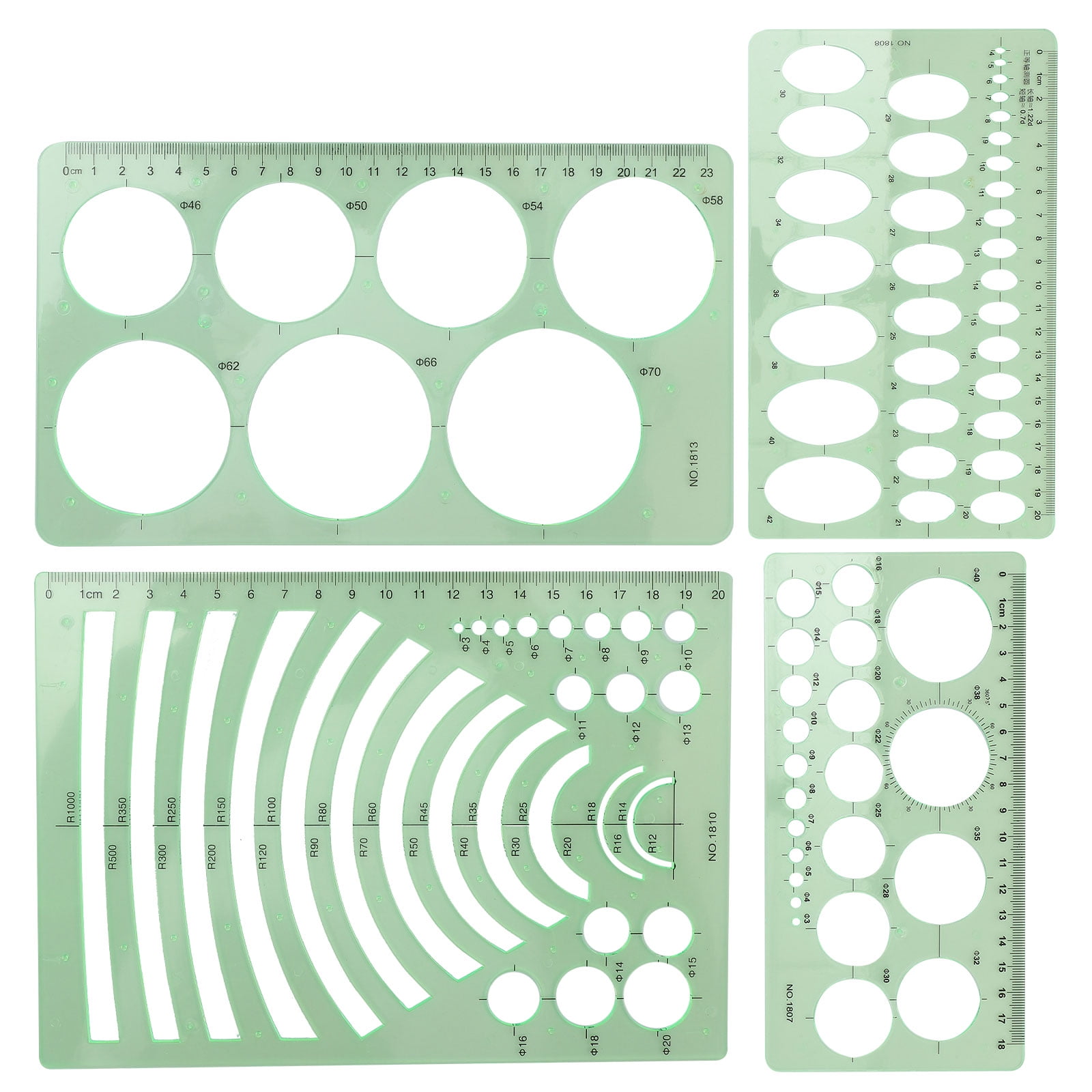 4 PCS Drawing Template Ruler Grid Circle Stencils Geometric Scale ...