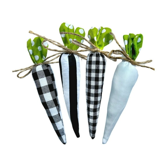 4 PCS Easter Artificial Fabric Carrots Decorations, Rustic Button ...
