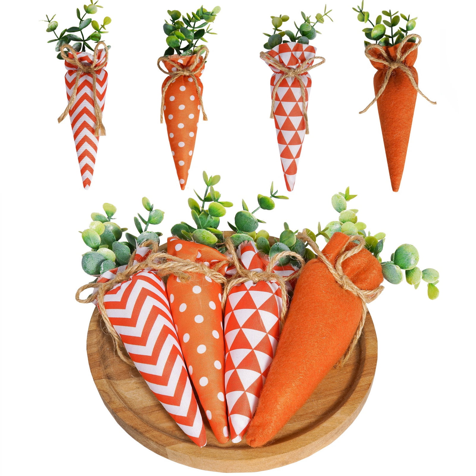 4 PCS Easter Artificial Fabric Carrots Decorations, Rustic Carrot Toy ...