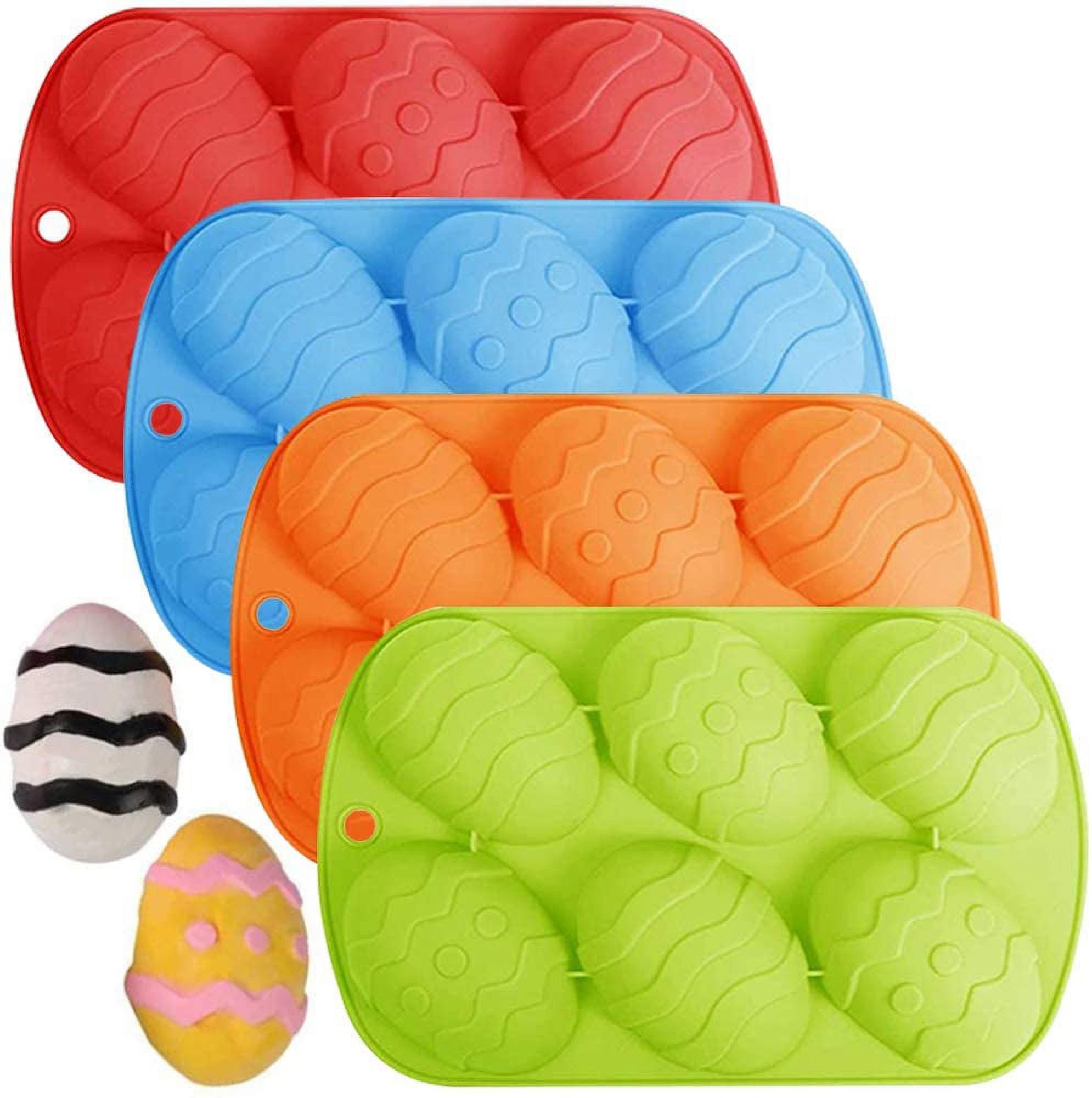 4 PCS Easter Egg Mold 6 Cavity Large Egg Mold Set of 4 Silicone Molds ...
