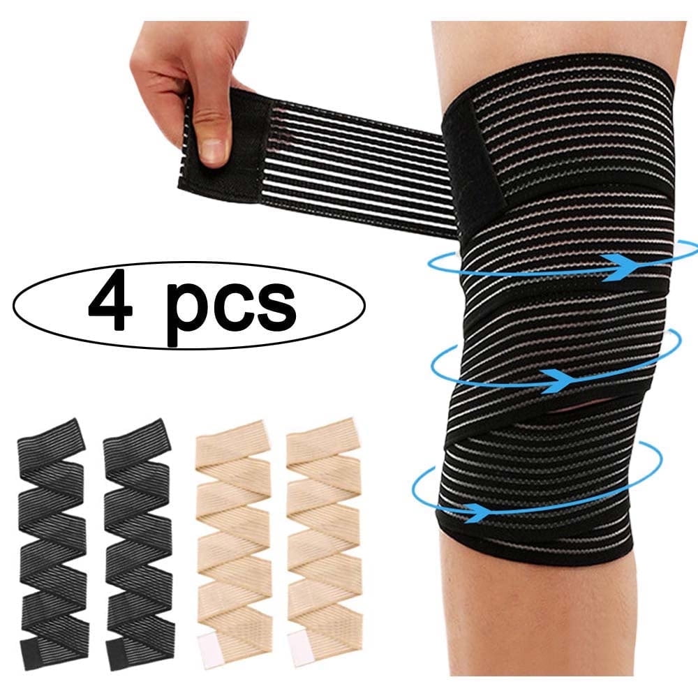 4 PCS Elastic Knee Wraps Self-Adhesive Sports Bandage High Elastic ...