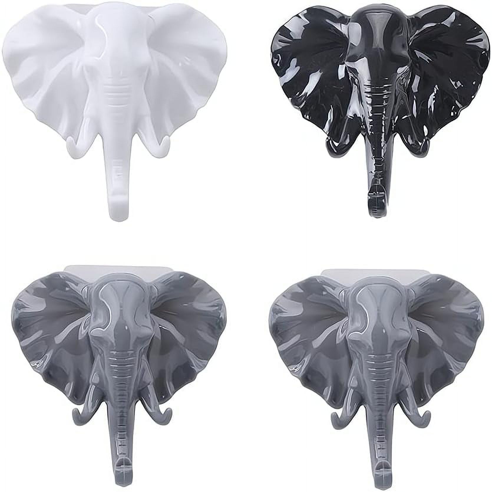 4 PCS Elephant Head Self Adhesive Wall Door Hook Hanger Bag Keys Sticky ...