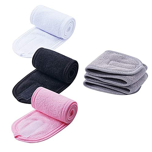 4 PCS Facial Spa Headbands(White, Black, Pink，Gray)， Makeup Shower Bath ...