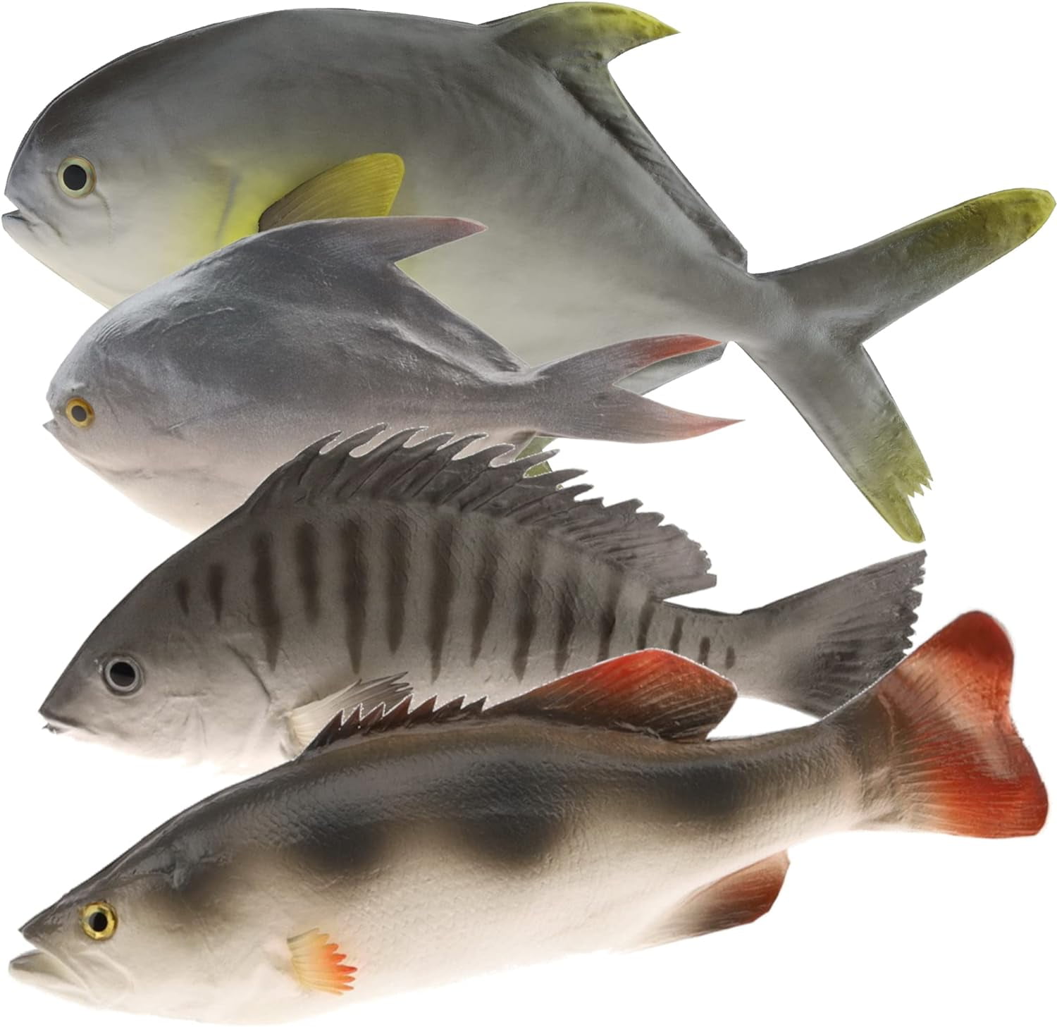 4 PCS Fake Fish Decoration Artificial Hanging Pomfret Snapper Sea bass ...