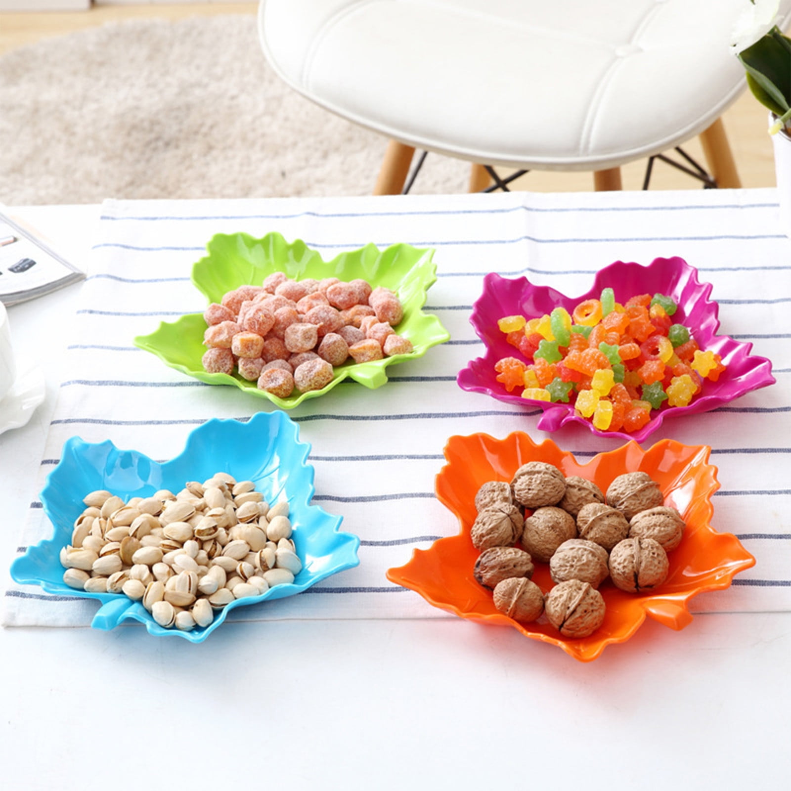 4 PCS Fall Harvest Plastic Leaf Shaped Snack Trays,Thanksgiving ...