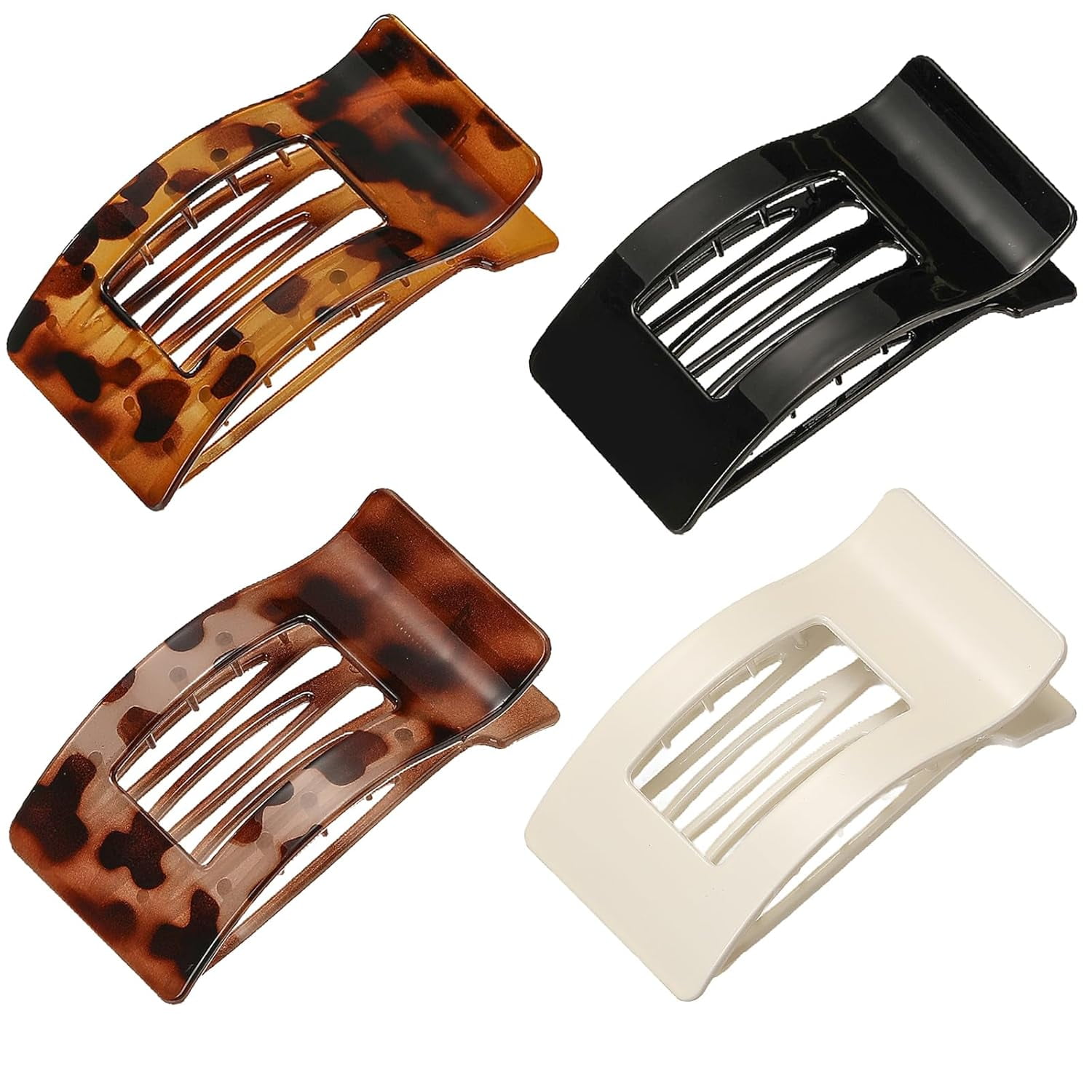 4 PCS Flat Hair Clips, Large Flat Claw Clips for Women Girls, Strong ...