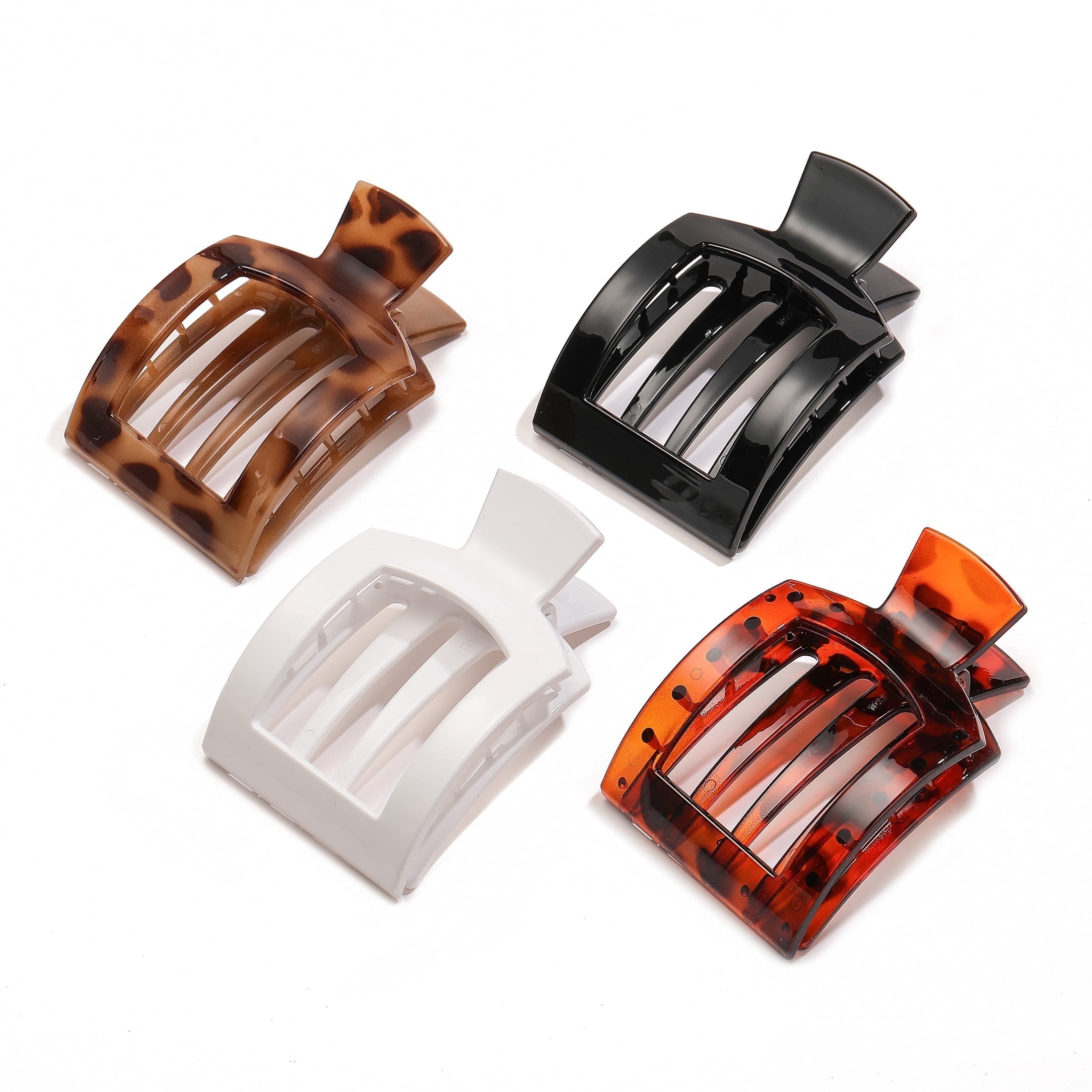 4 PCS Flat Hair Clips, Medium Square Flat Claw Clips for Women Girls ...