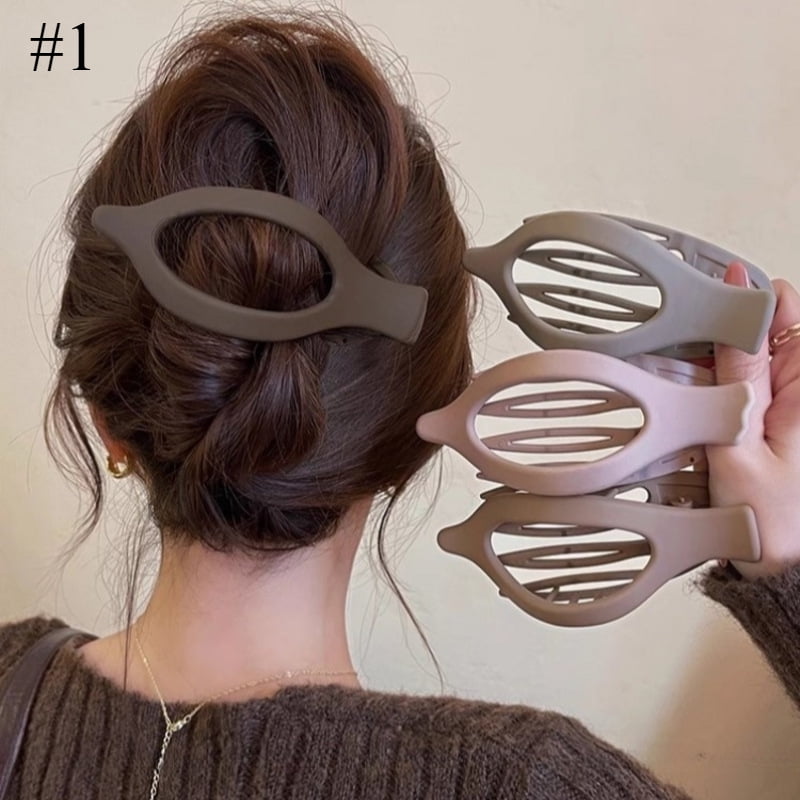 4 PCS Flat Hair Clips, Round Lay Down Hair Claw Clips for Women Girls ...