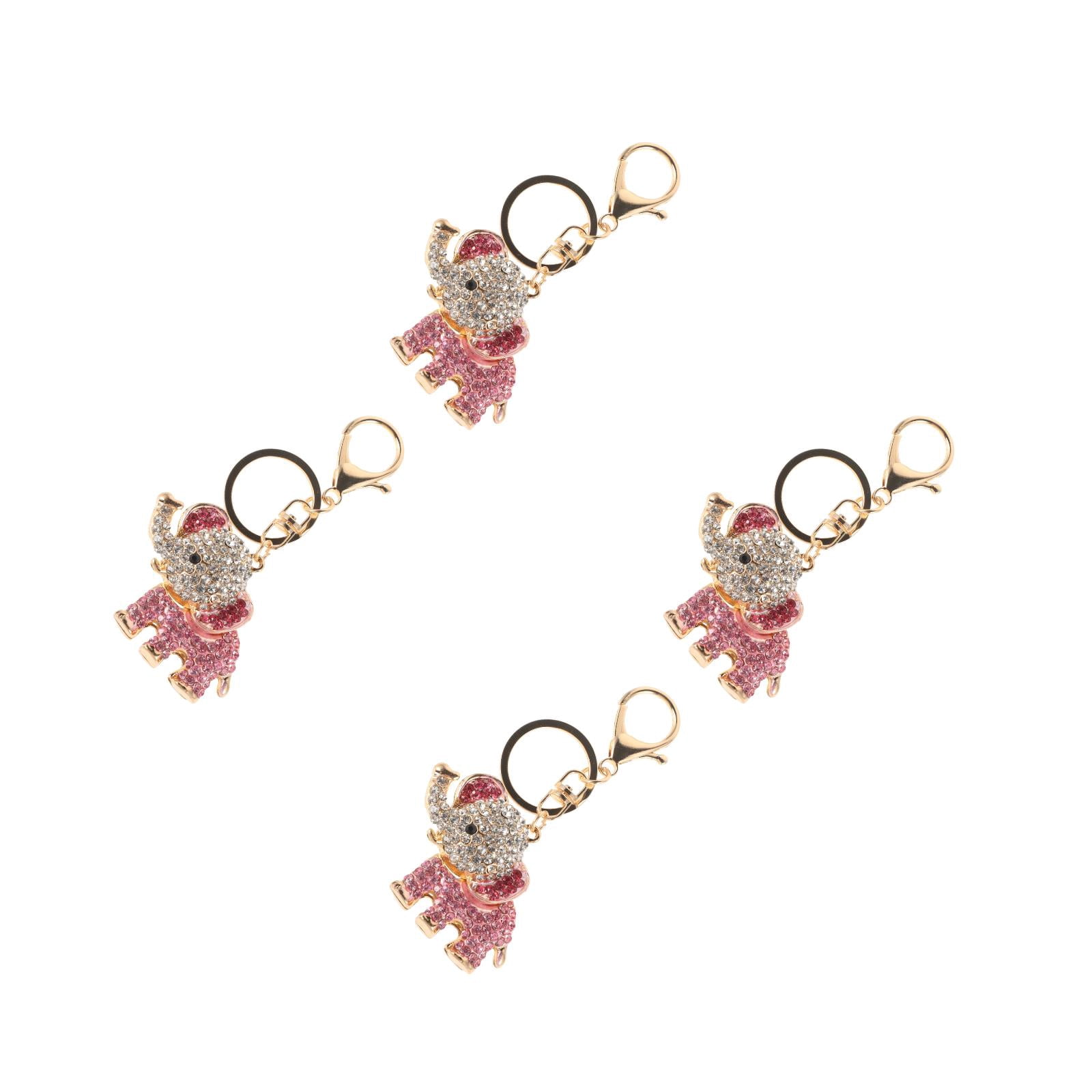 4 PCS Fluffy Keychain Elephant Keychain Travel 10.50X6.20X1.20CM Pink ...