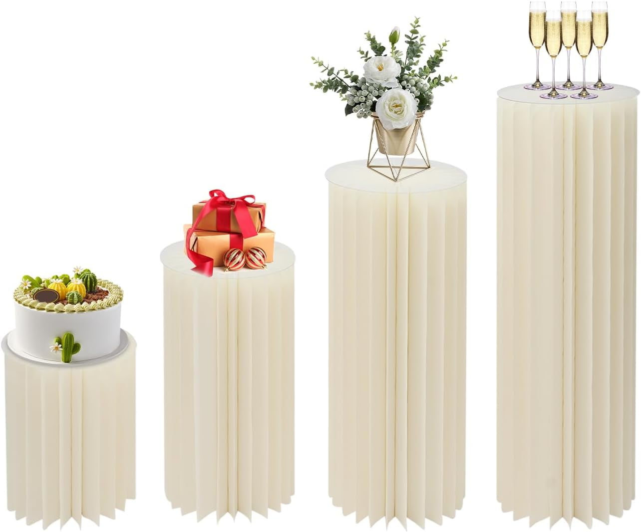 4 PCS Foldable Cardboard Centerpiece Display, Cylinder Flowers Stand ...