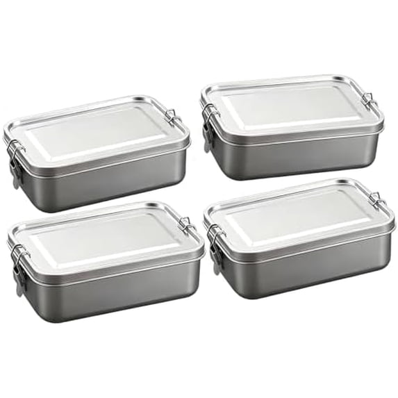 4 PCS Food Grade Bento Box, Largest 850ml (30oz) Stainless Steel Lunch ...
