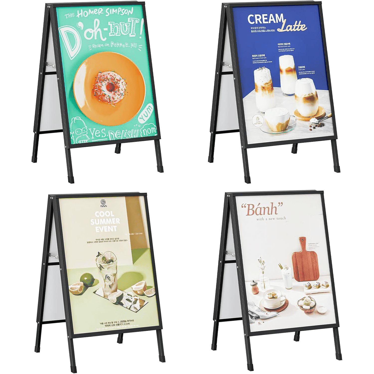 4 Pack A Frame Sign Holder, 24"x36" Heavy-Duty Double-Sided Sandwich ...