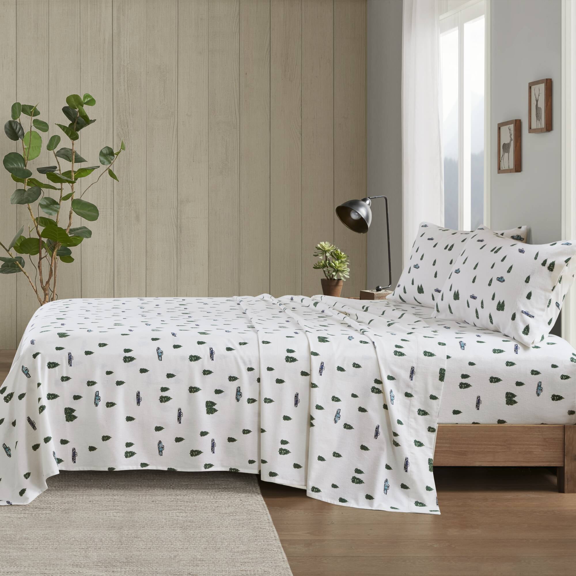 4 PCS Full Sheet Set Green Trees & Trucks - Walmart.com