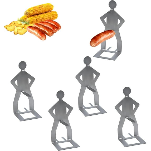 4 PCS Funny BBQ Stand Man Hot Dog Holder, Creative Standing Man Sausage ...