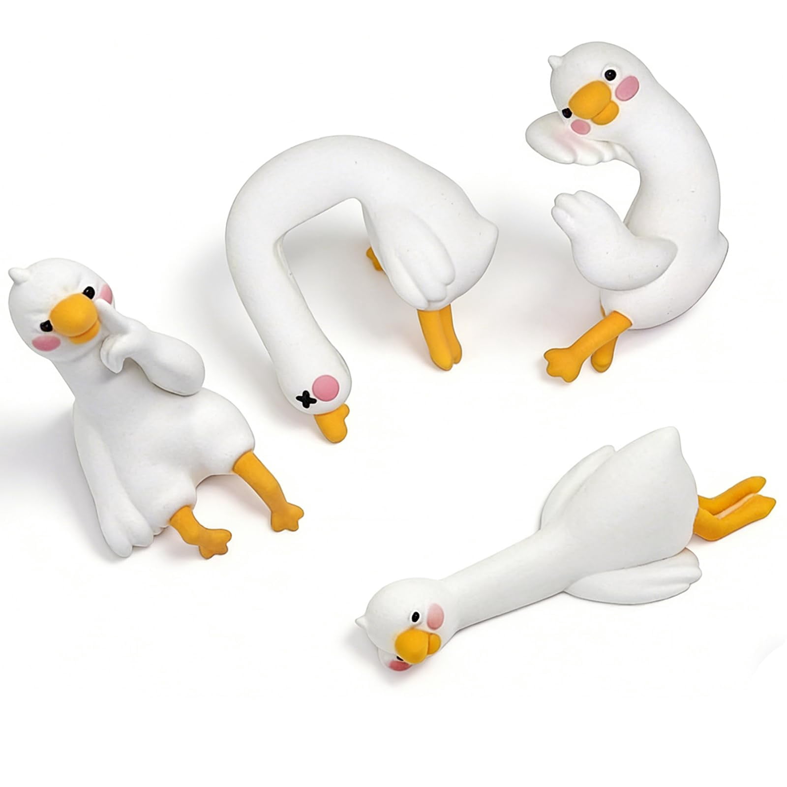 4 PCS Funny Resin Goose Figurines, Mini Cute Goose Decor Ornaments for ...