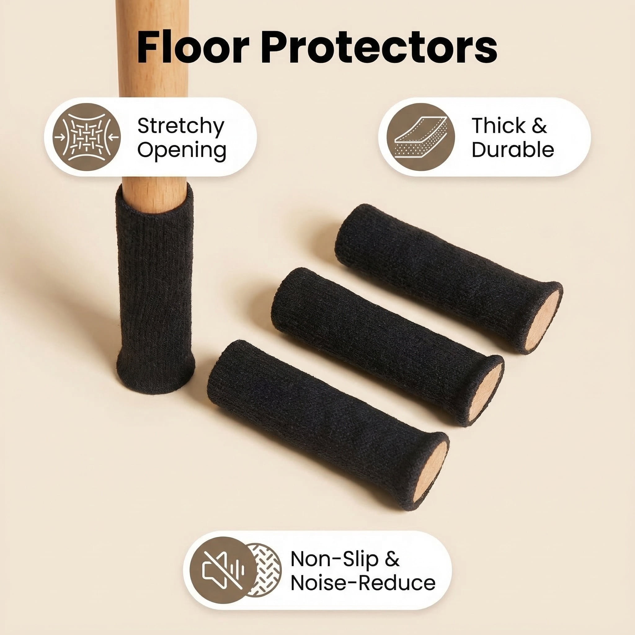 4 PCS Furniture Leg Socks - Small Knitted Chair Leg Floor Protectors ...