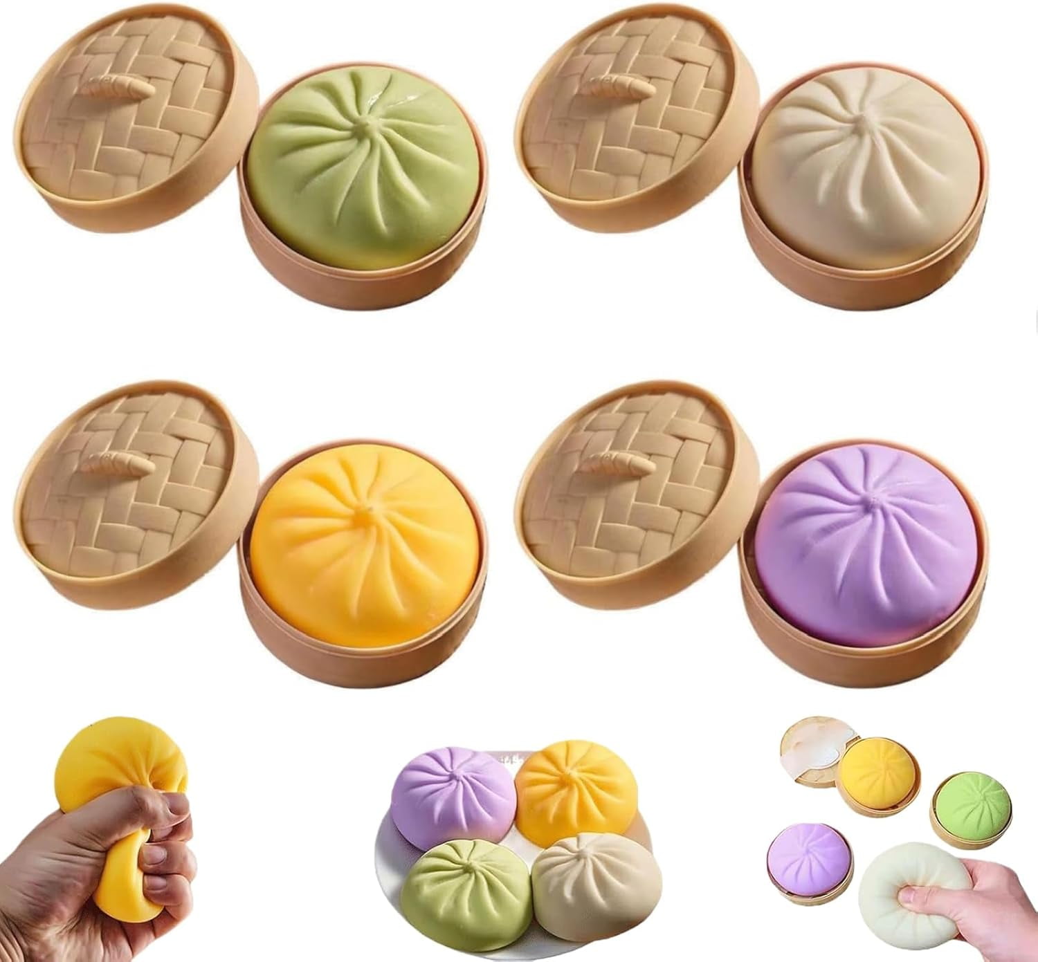 4 PCS Giant Glitter Dumpling, Giant Dumpling Squishy, Mega Rainbow ...