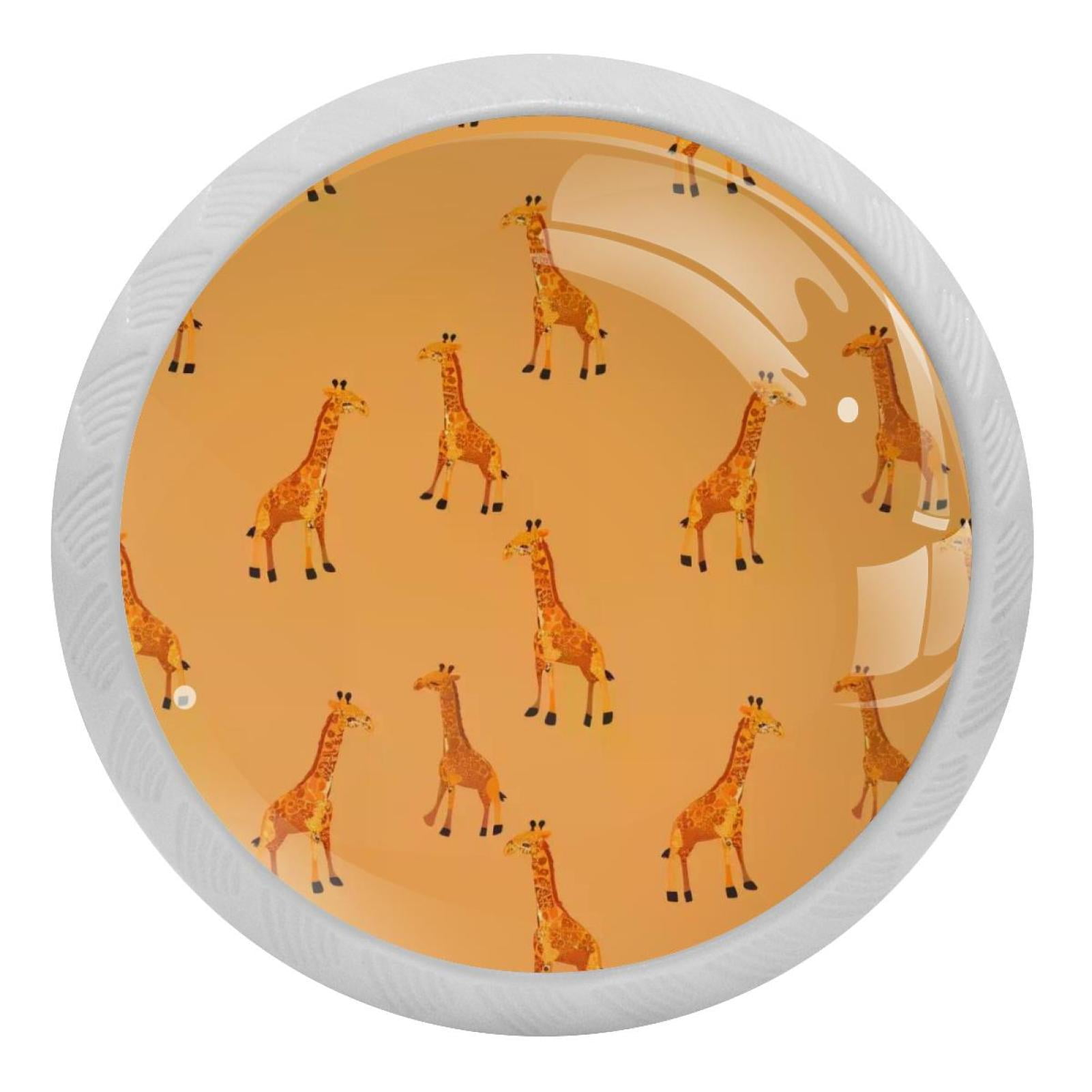 4 PCS Giraffe Calf Crystal Glass Round Cabinet Knob Drawer Pull Handle ...