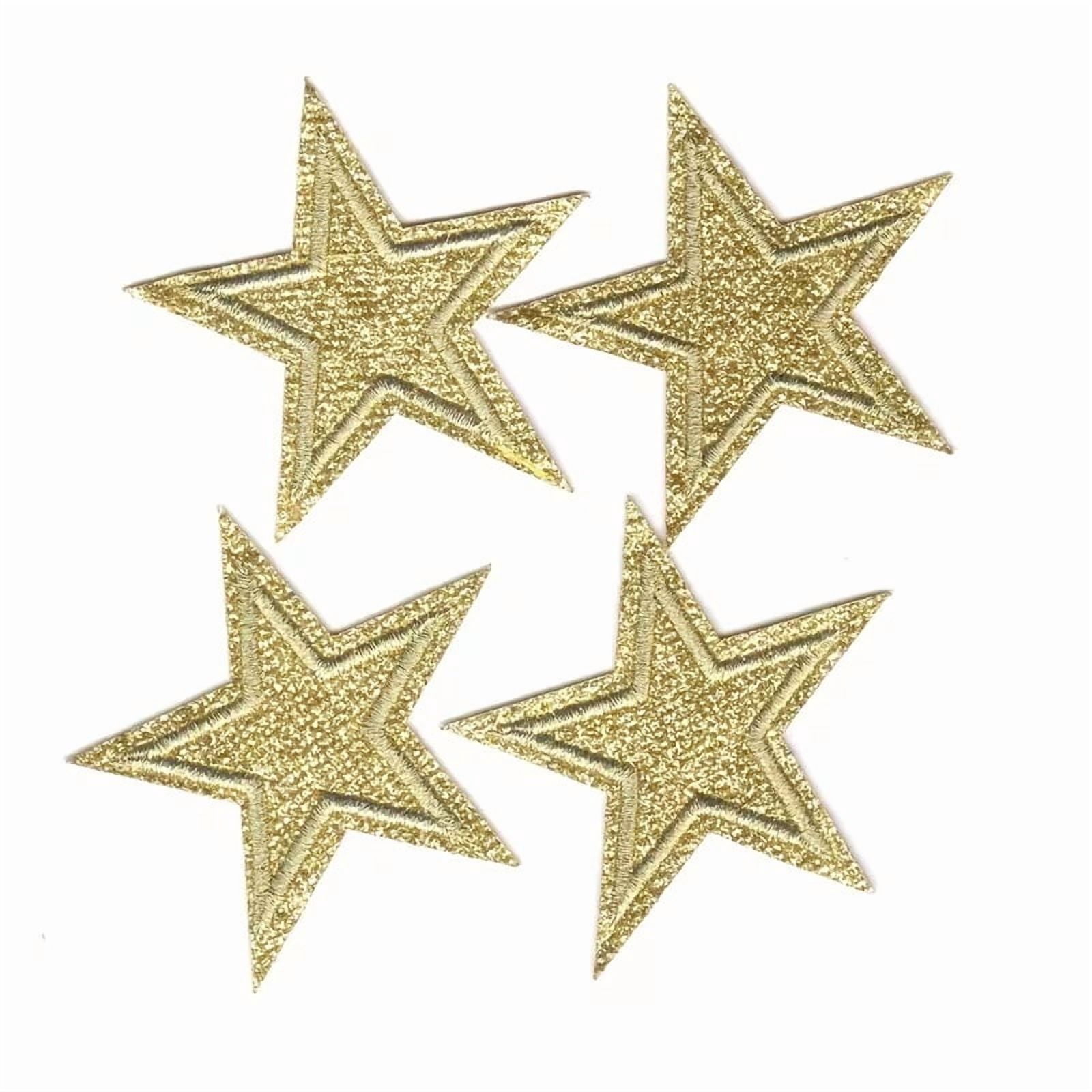 4 PCS Glitter Gold Star Embroidery Patches - Iron-On Sequin Appliques ...
