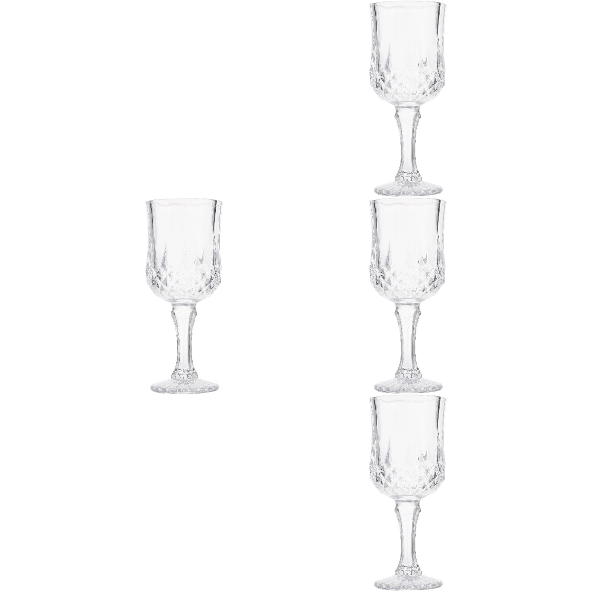 Onaparter 4 Pcs Goblet Glass Cups Wine Glasses Party Beverage Exquisite Cocktail Drinking