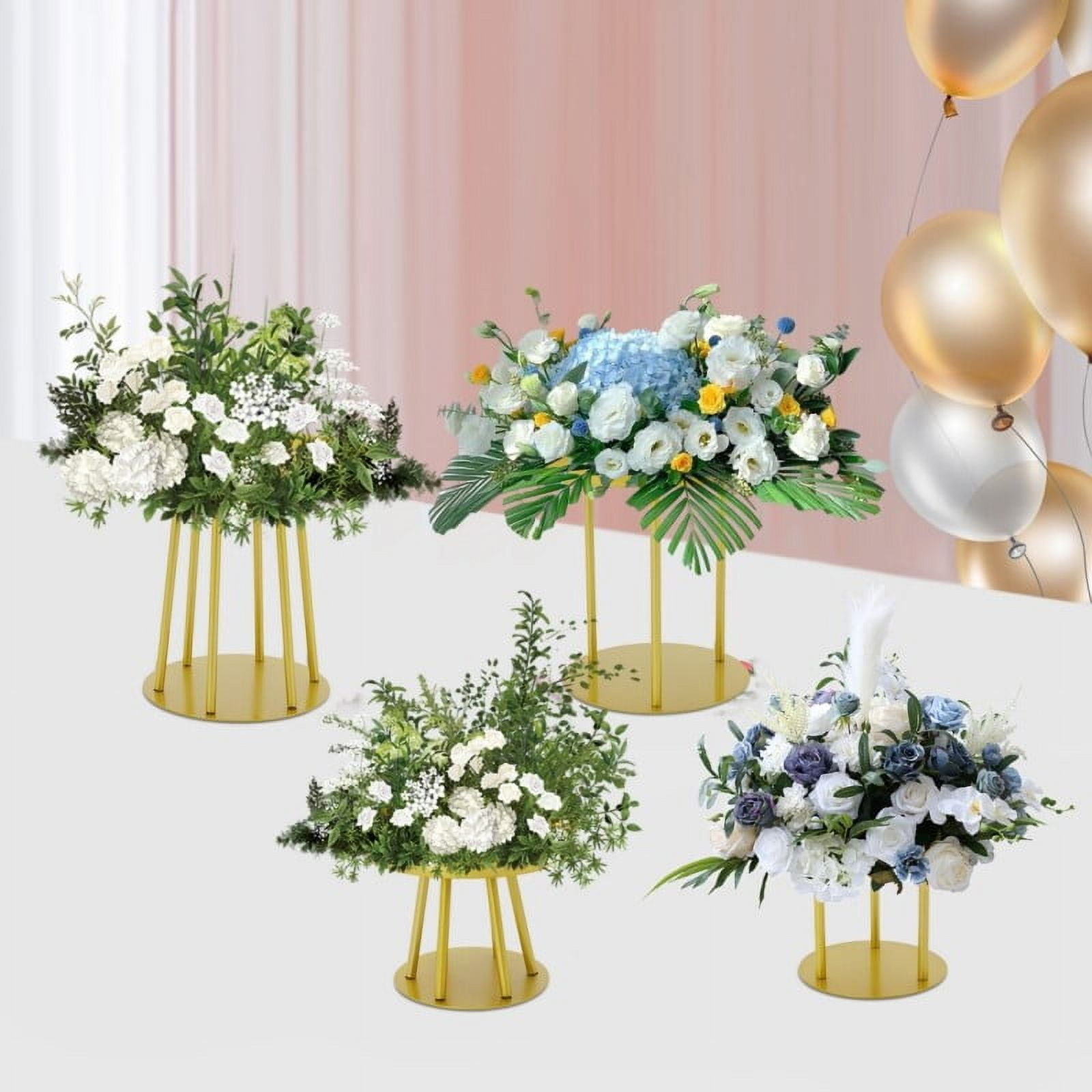 4 PCS Gold Metal Flower Stand Metal Potted Plant Stands Round Flower ...