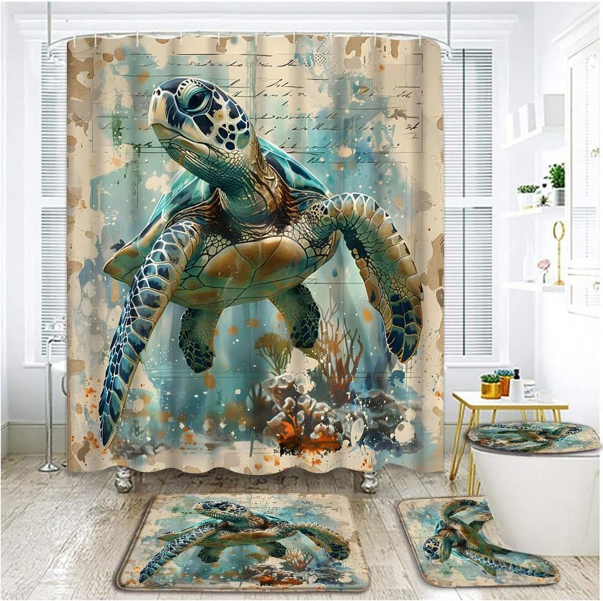 4 PCS Gothic Skull Shower Curtain Set with Rugs, Toilet Lid Cover ...