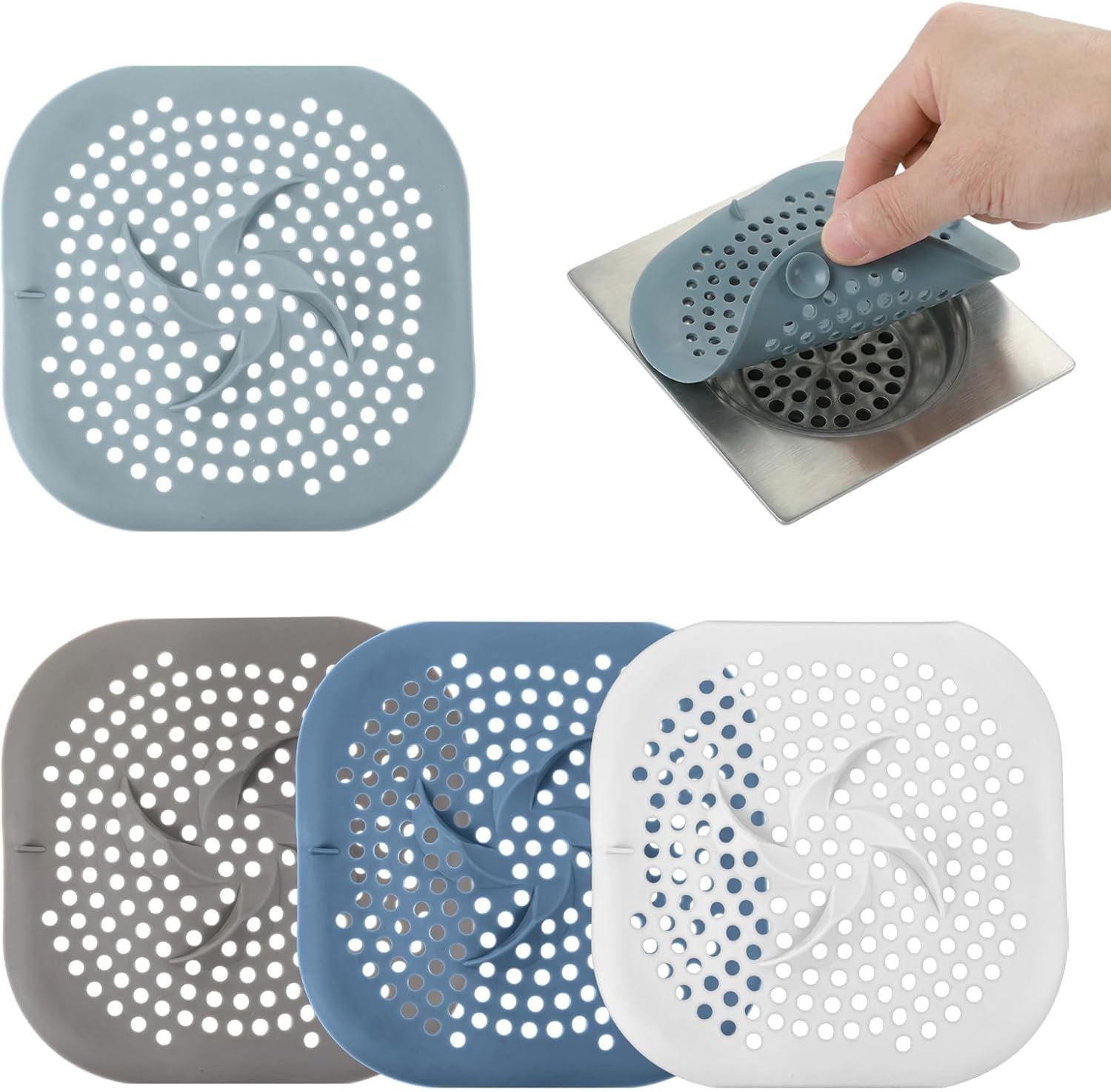 4 PCS Hair Catcher Shower Drain, Hair Collector for Shower Silicone ...