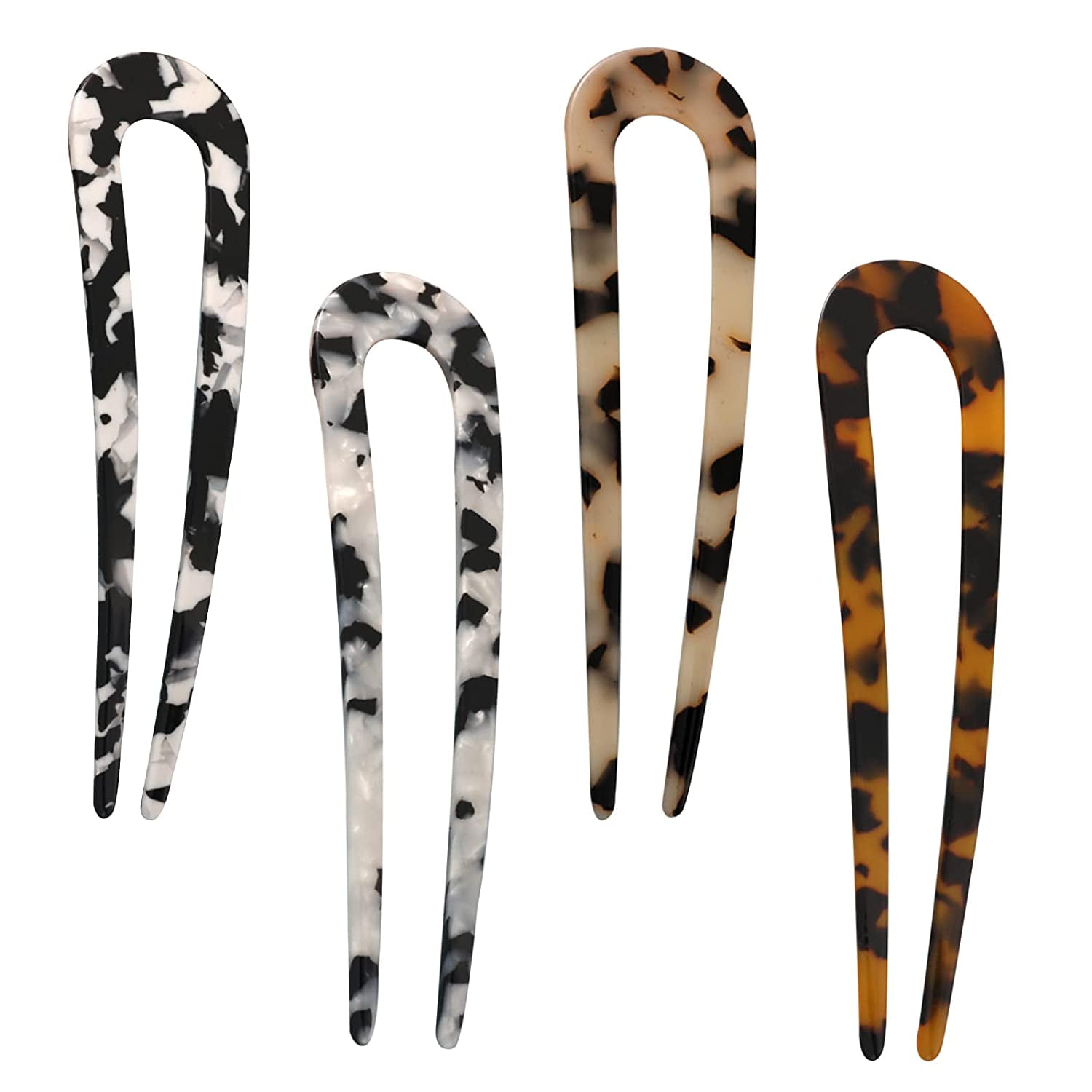4 PCS Hair Pins Hair Fork French U-shaped Leopard Hair clips French ...