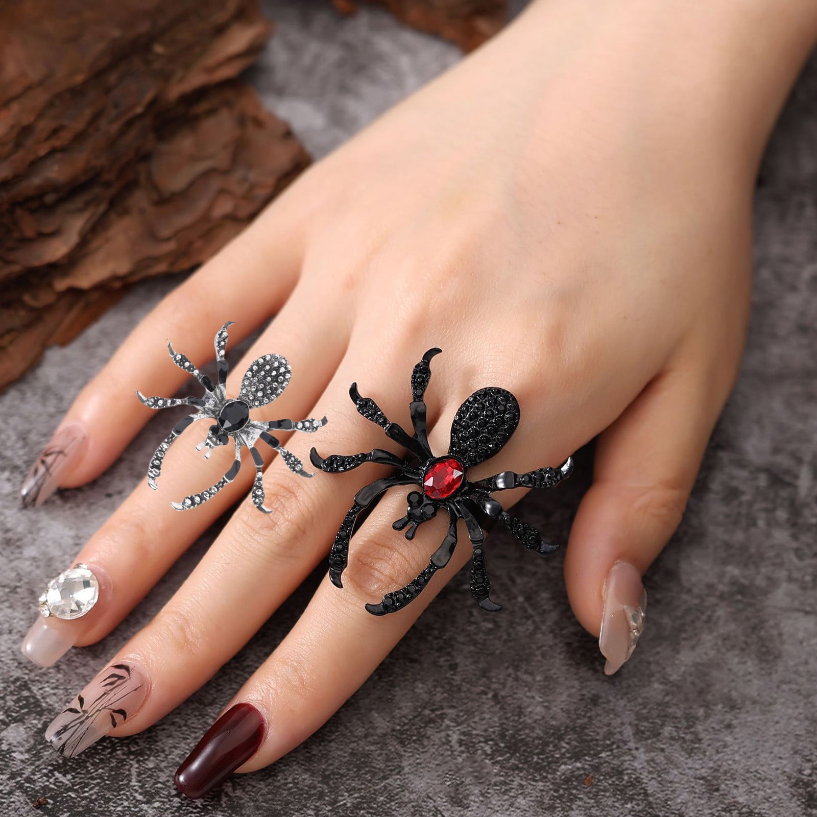 4 PCS Halloween Dark Spider Ring,Halloween Costume Accessories,Women's ...