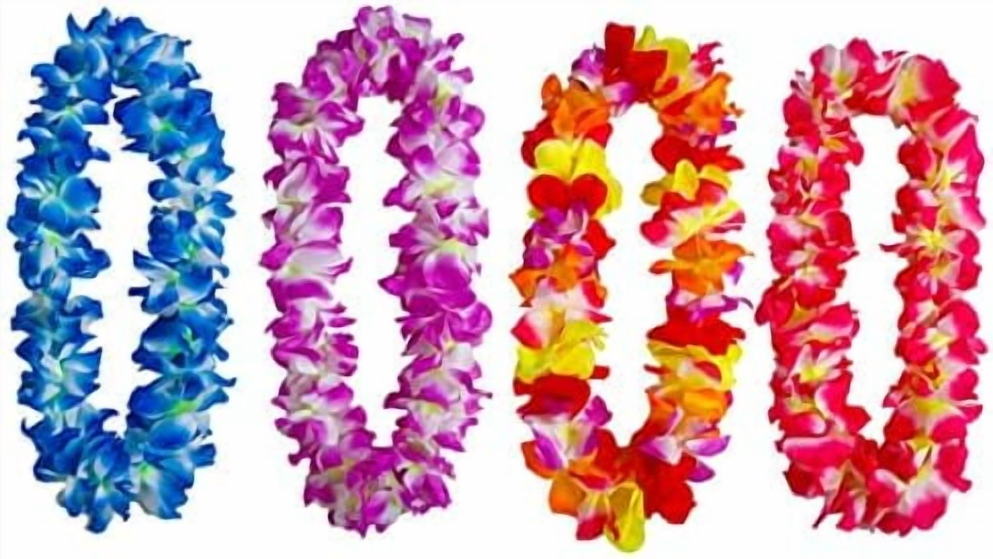 4 PCS Hawaiian Leis Necklace Tropical Luau Hawaii Flower Lei Theme ...