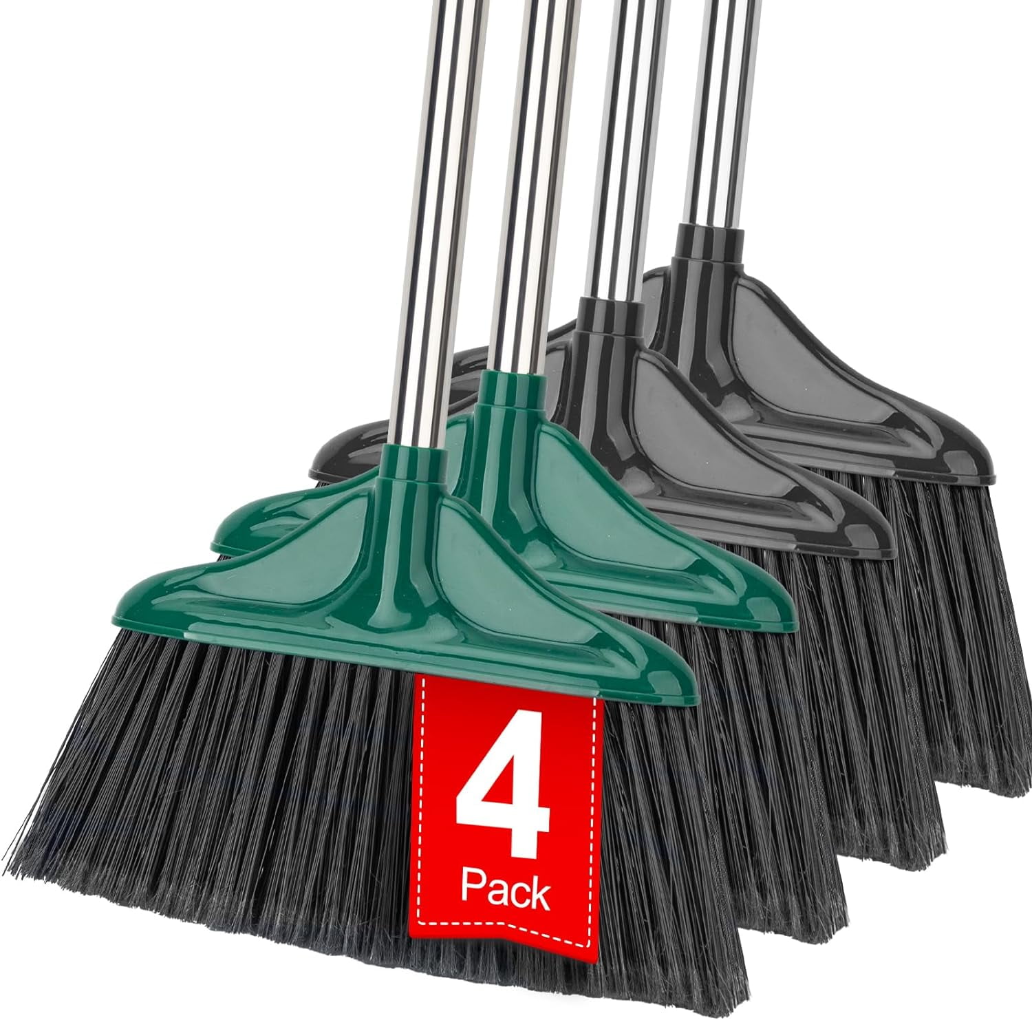 4 PCS Heavy Duty Broom Outdoor/Indoor Commercial Broom with 61" Long ...