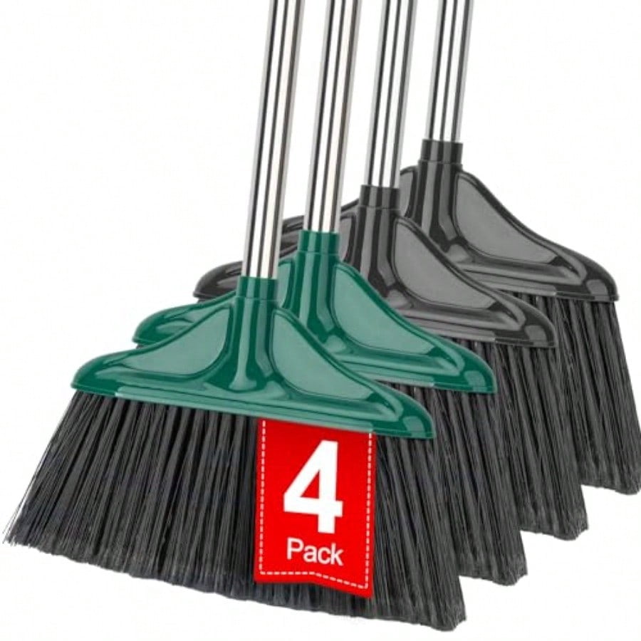 4 PCS Heavy Duty Broom Outdoor/Indoor Commercial Broom with 61 Long ...