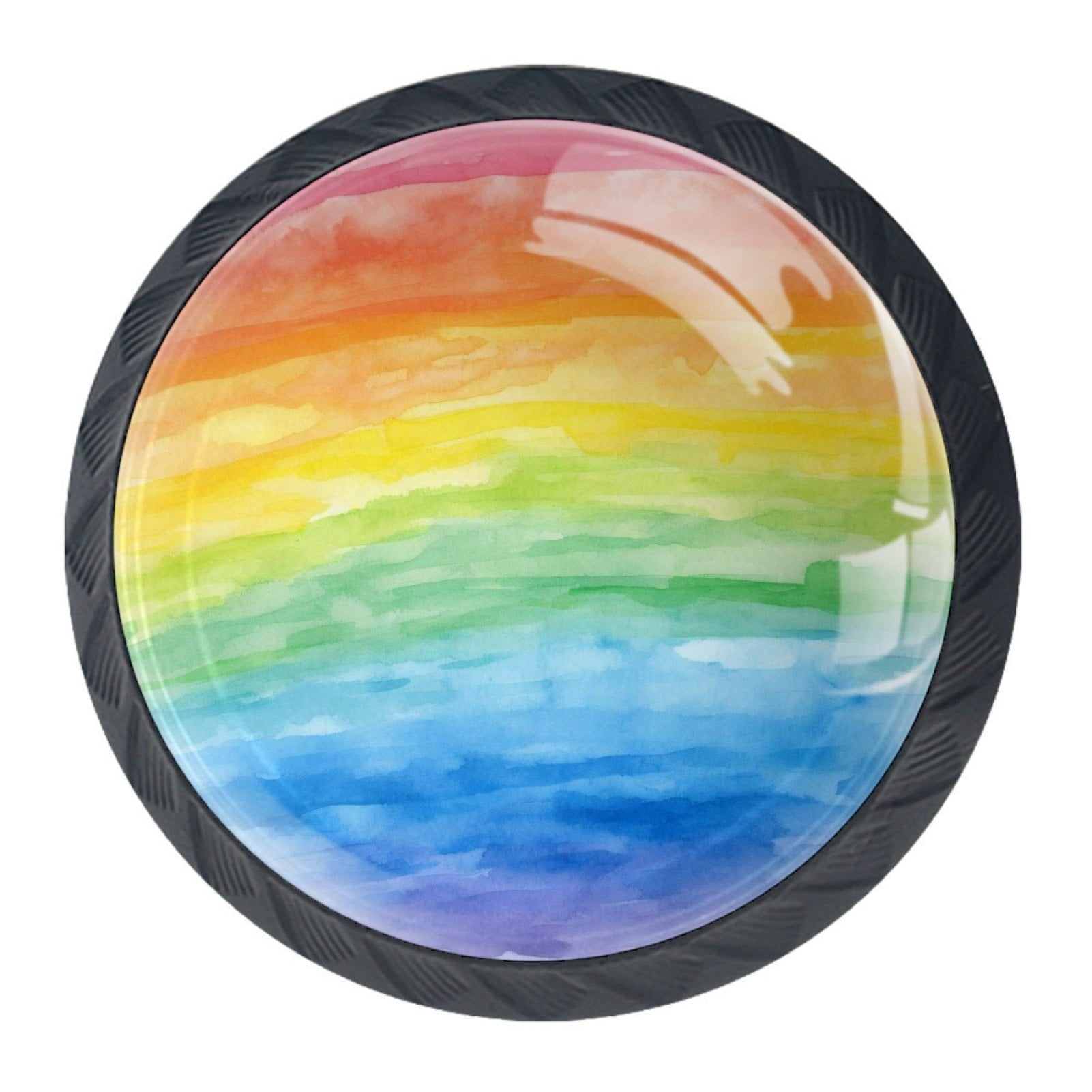 4 PCS Kitchen Cabinet Knobs and Pulls,Abstract Art Stripe Rainbow Round ...