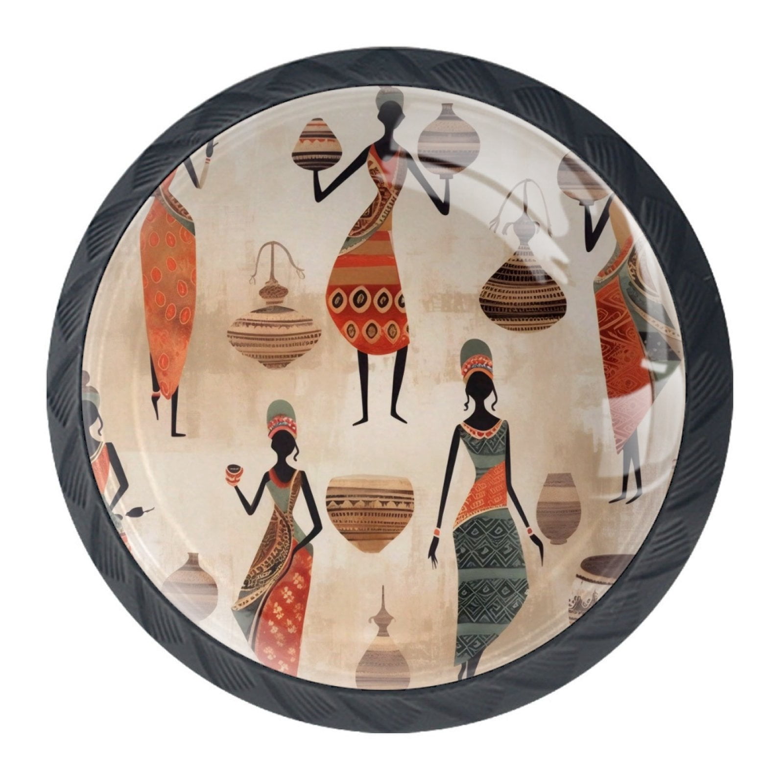 4 PCS Kitchen Cabinet Knobs and Pulls,Africa Woman Dancing Round Drawer ...