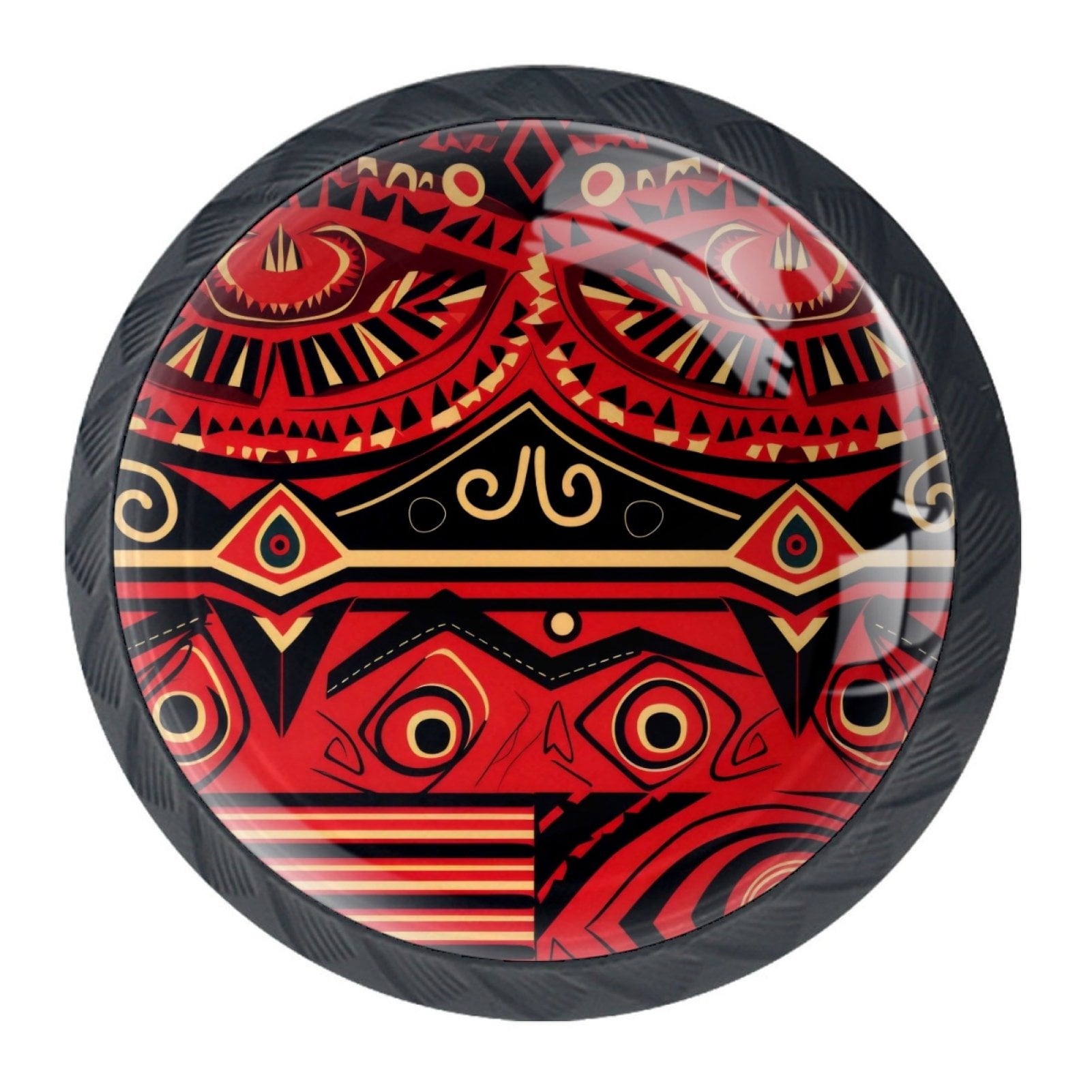 4 PCS Kitchen Cabinet Knobs and Pulls,African Bohemia Ethnic Geometry ...