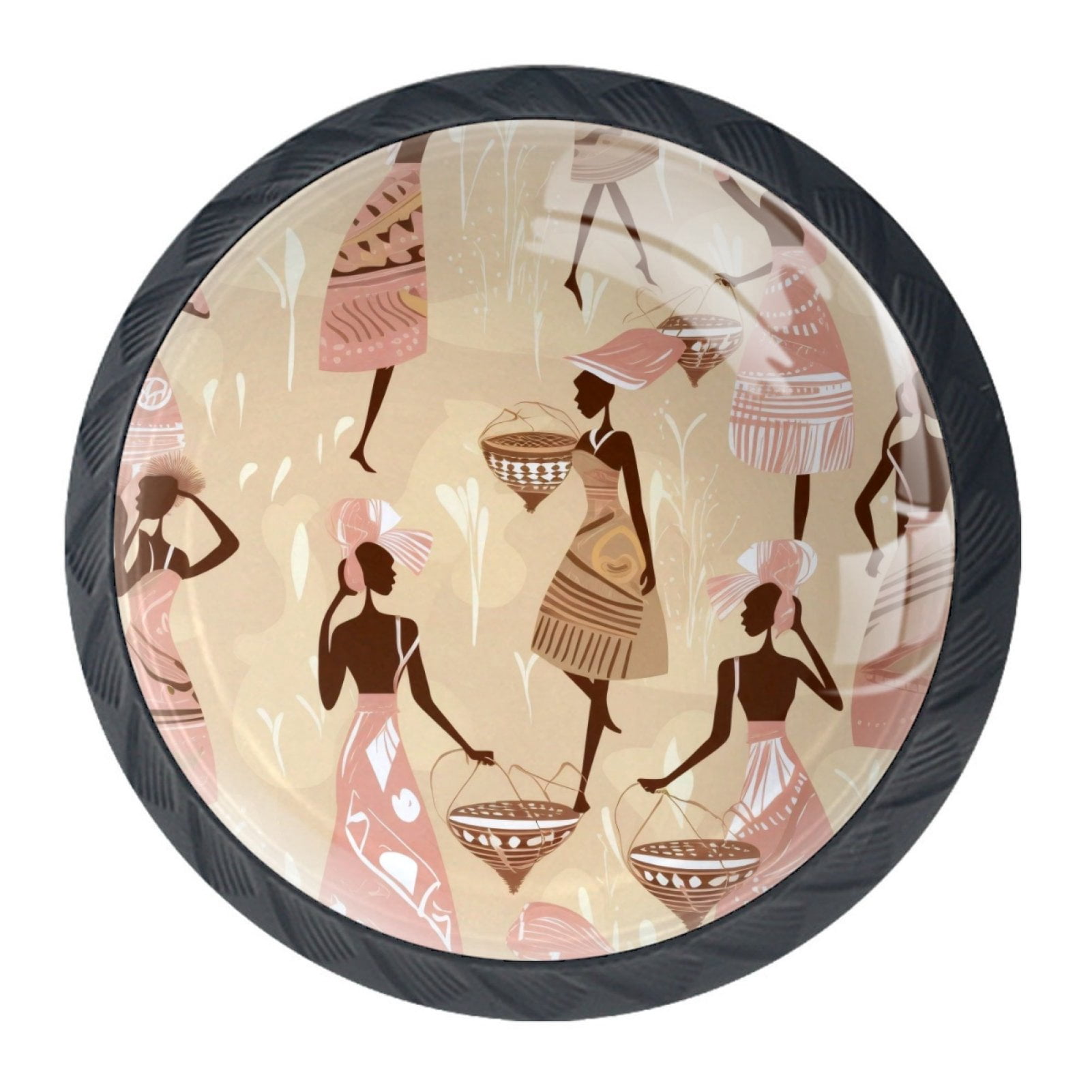 4 PCS Kitchen Cabinet Knobs and Pulls,African Tribal Women Round Drawer ...