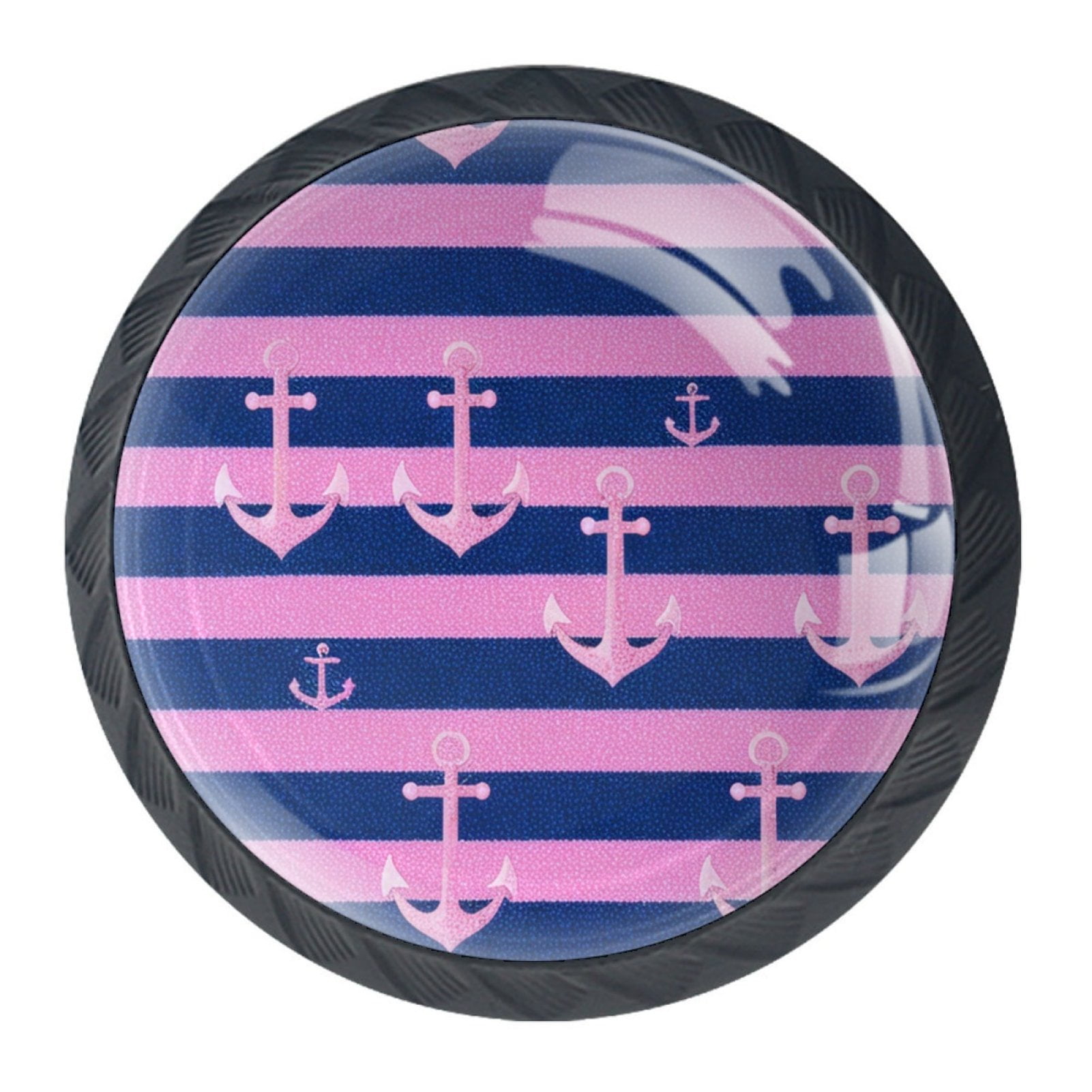 4 PCS Kitchen Cabinet Knobs and Pulls,Anchor Stripe Round Drawer ...