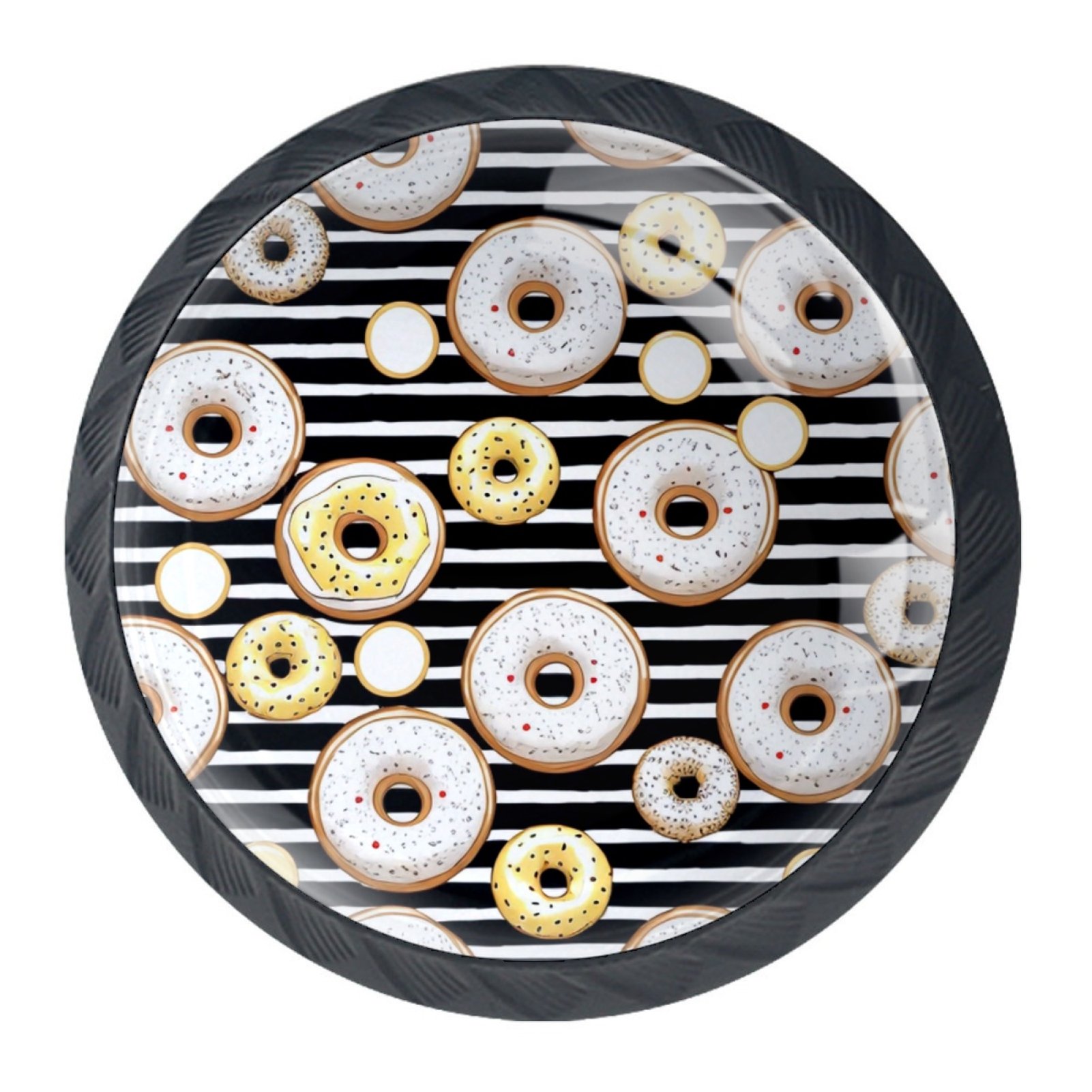 4 PCS Kitchen Cabinet Knobs and Pulls,Black and White Striped Donuts ...