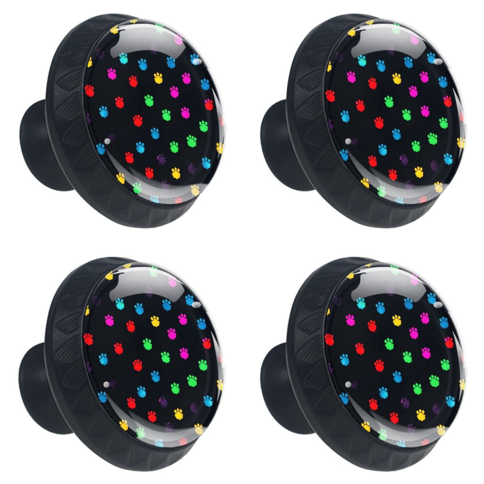 4 PCS Kitchen Cabinet Knobs and Pulls,Colored Dog Paw Print Round ...