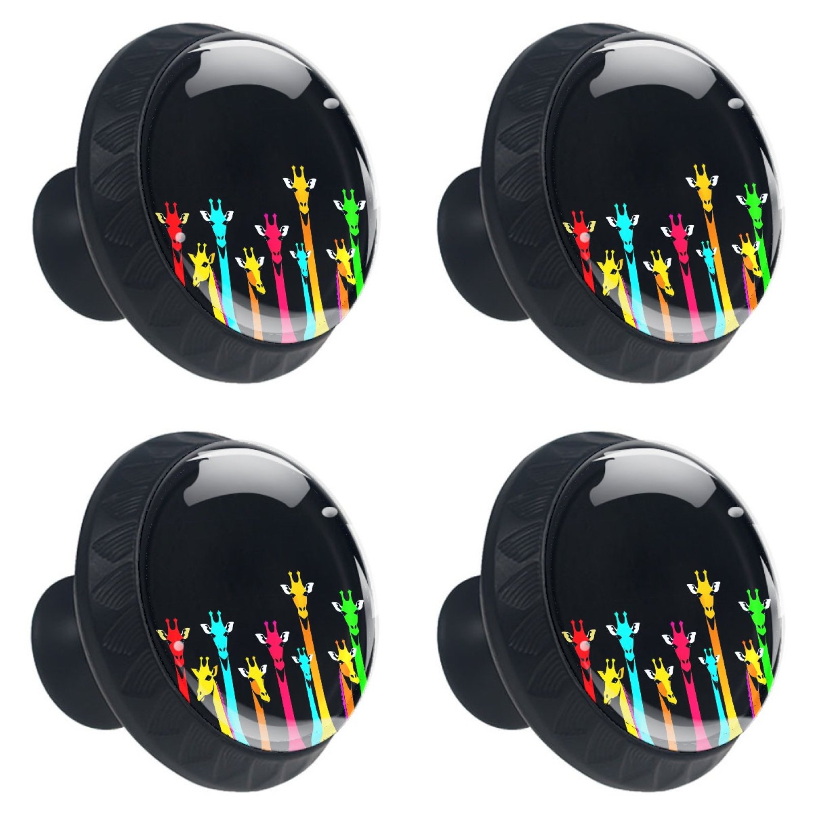 4 PCS Kitchen Cabinet Knobs and Pulls,Colorfu Funny Giraffes Round ...