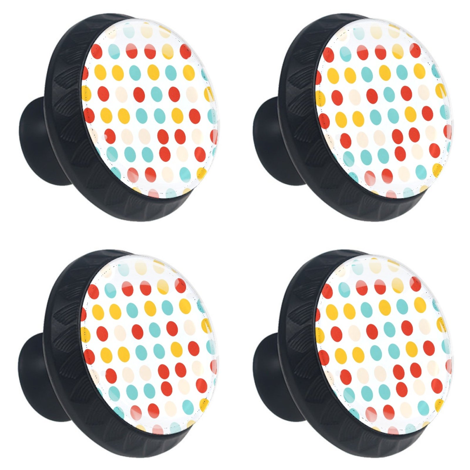 4 PCS Kitchen Cabinet Knobs and Pulls,Colorful Circle Dots Round Drawer ...