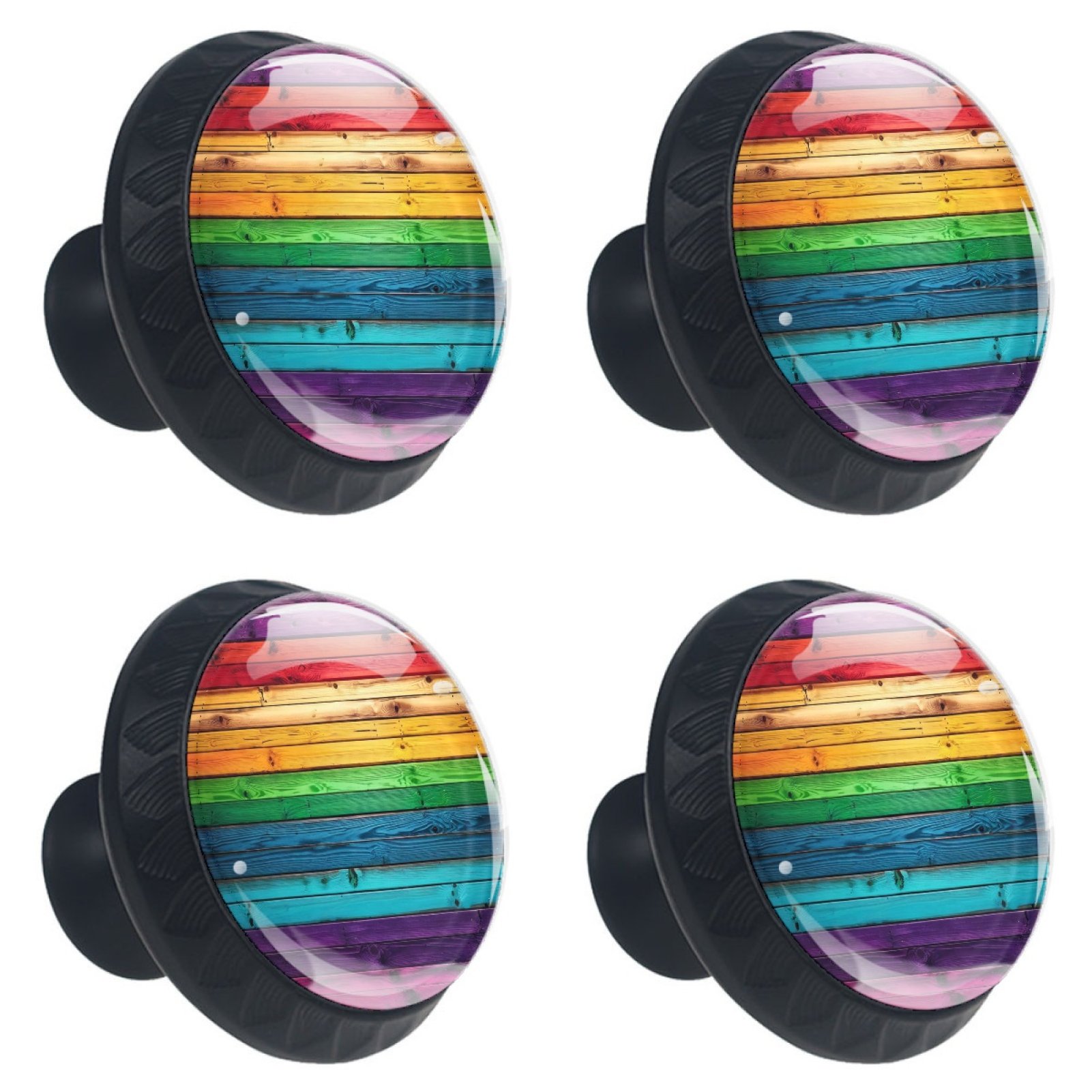 4 PCS Kitchen Cabinet Knobs and Pulls,Colorful Rainbow Board Round Drawer Hardware Handles with ...