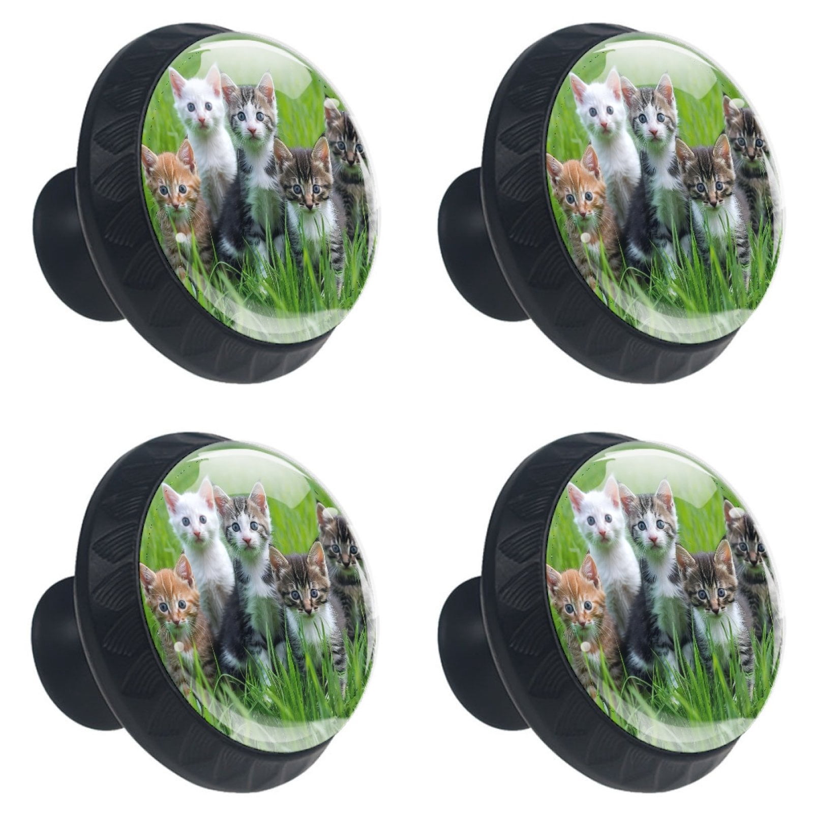 4 PCS Kitchen Cabinet Knobs and Pulls,Cute Cat Round Drawer Hardware ...