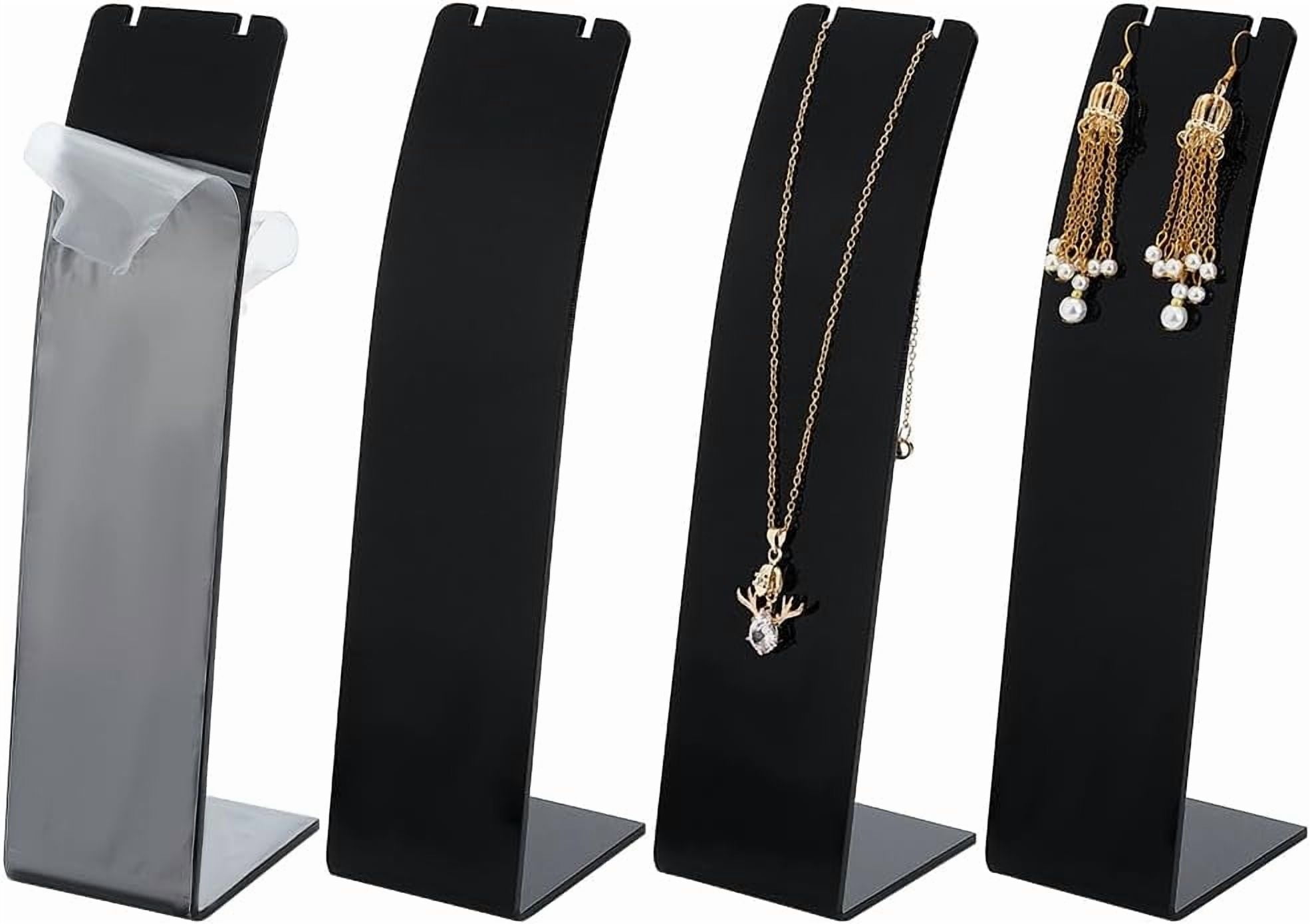 4 PCS L-Shape Acrylic Necklace Holder 7.9 inch Height Black Necklace ...