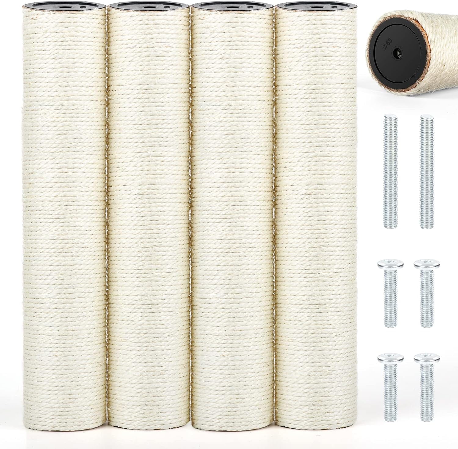 4 PCS M8 Cat Scratching Post Replacement, 15.7 x 3.1 Inch Sisal Pole ...
