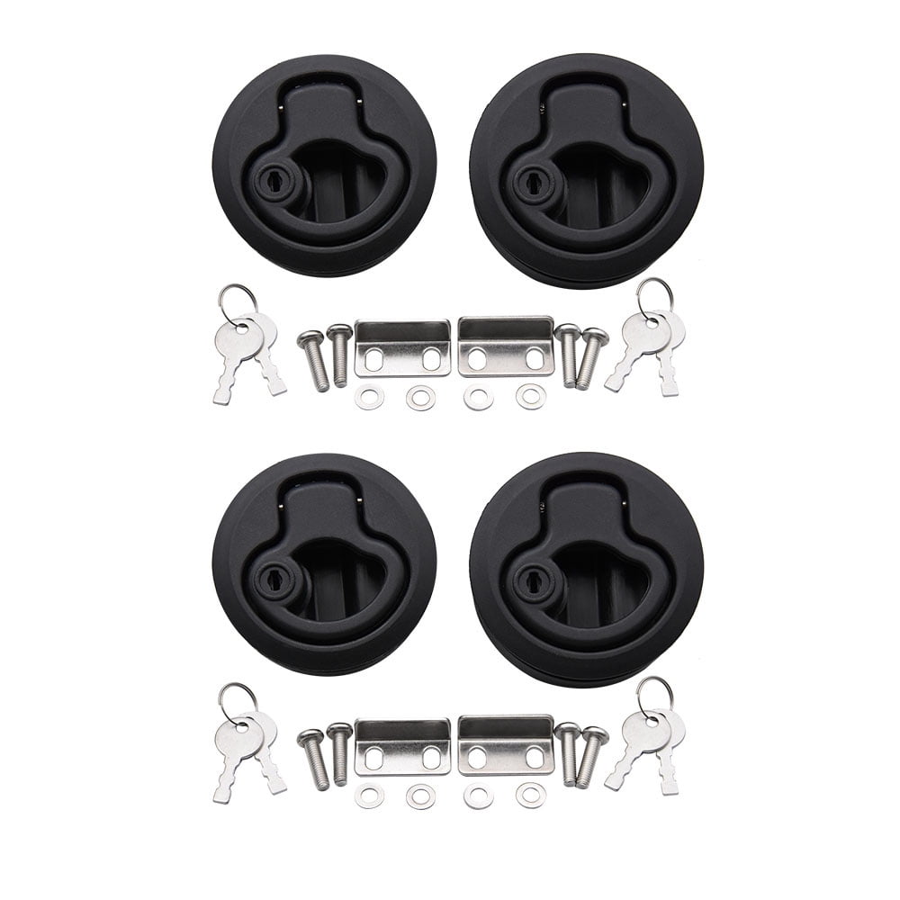 4 PCS Marine Boat RV Round Deck Lock with Key Pull Latches Lift Ring ...