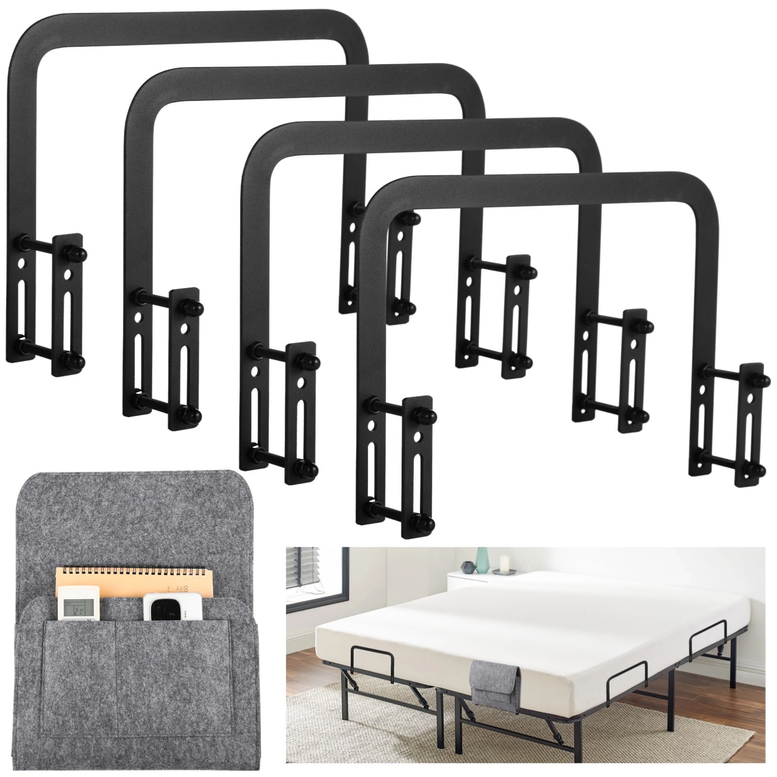 4 PCS Mattress Slide Stoppers with Felt Bedside Bag, Non-Slip Mattress ...