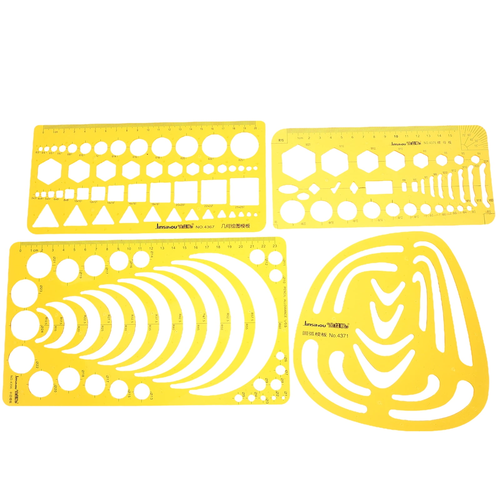 4 PCS Measuring Tool Ruler Planner Stencils Circle Template Student ...