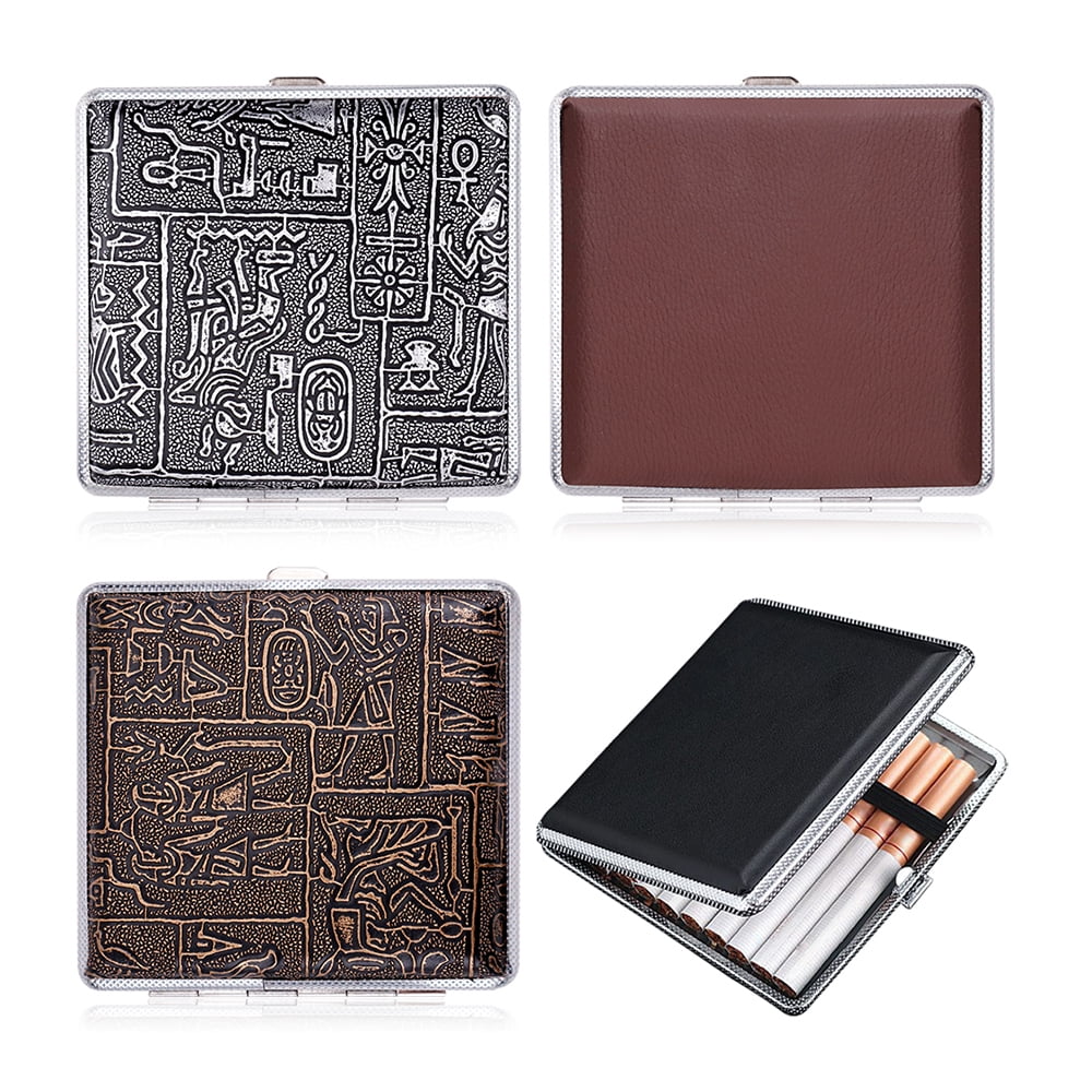 4 PCS Metal Cigarette Case Leather Cigarette Box, Portable Stylish ...